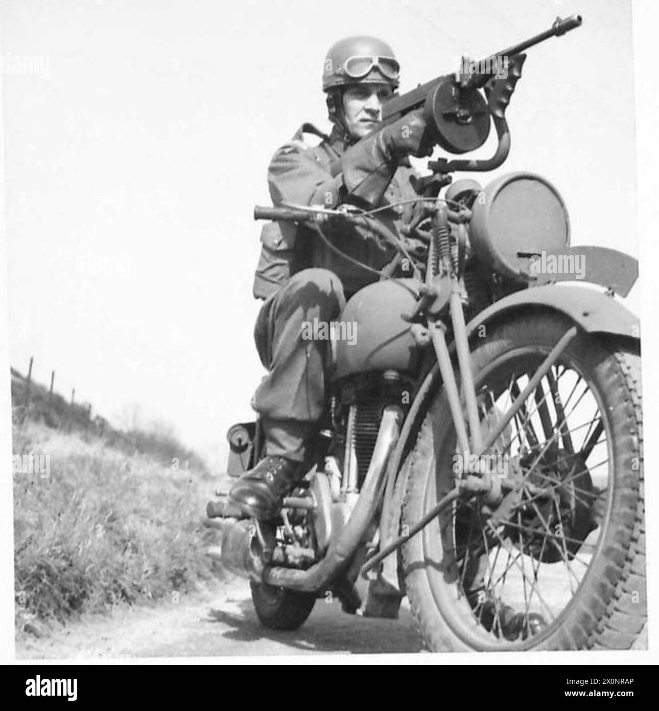 TOMMY GUN MOTOR CYCLISTS - A guardsman on his Tommy gun equipped motor ...