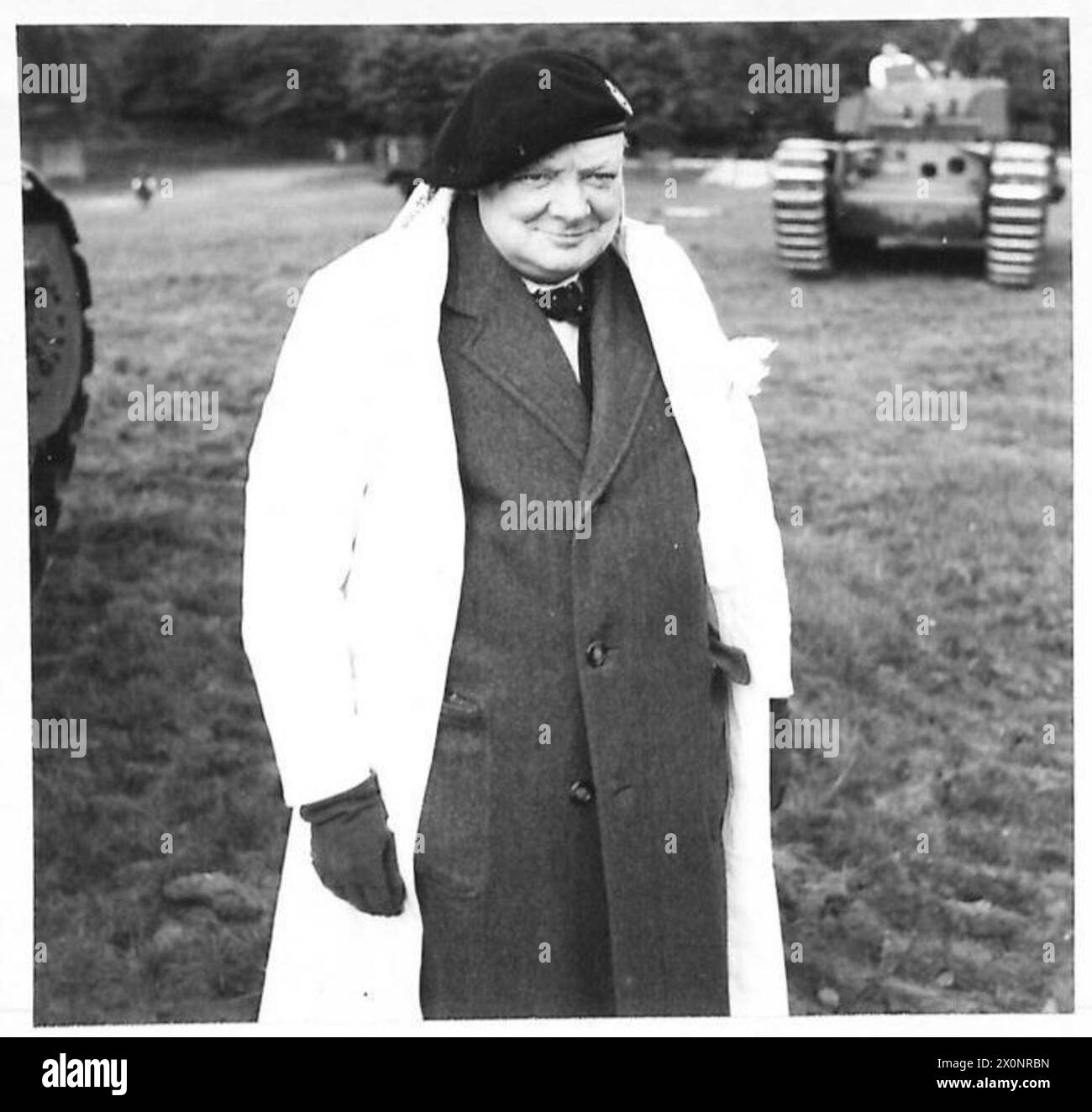 THE PRIME MINISTER RIDES IN TANK - Mr. Churchill wearing the Tank Corps ...
