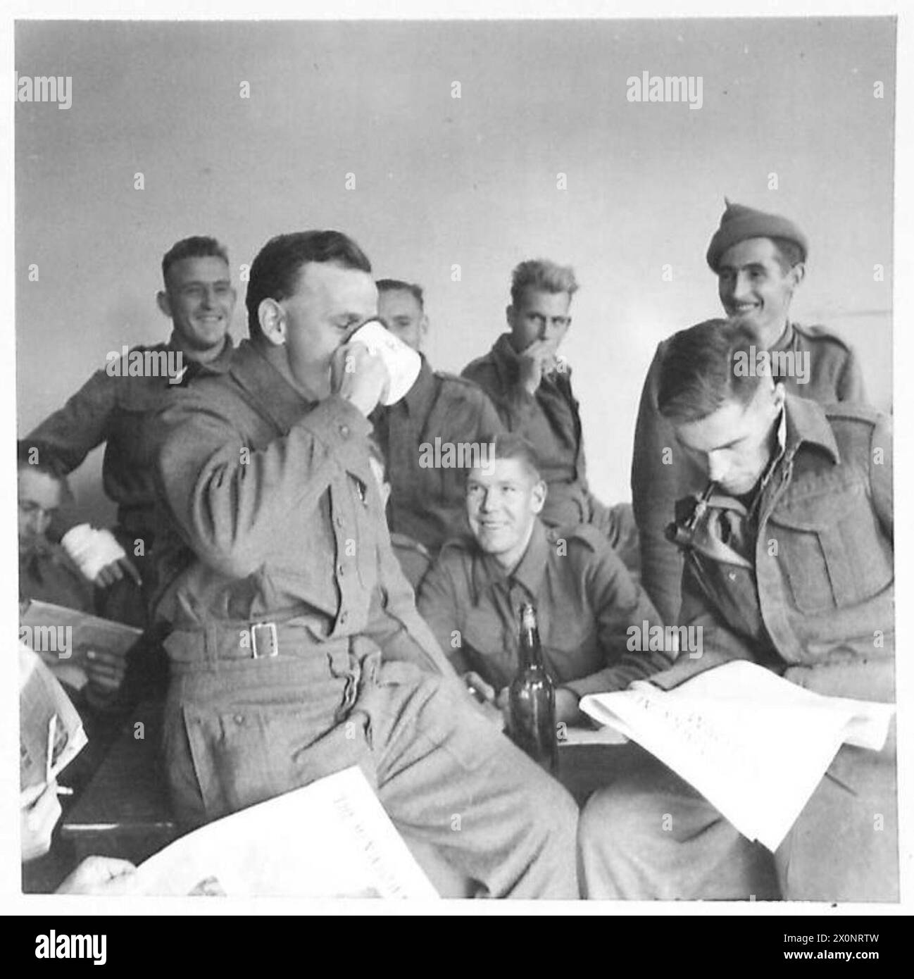Soldier drinking bottle Black and White Stock Photos & Images - Alamy