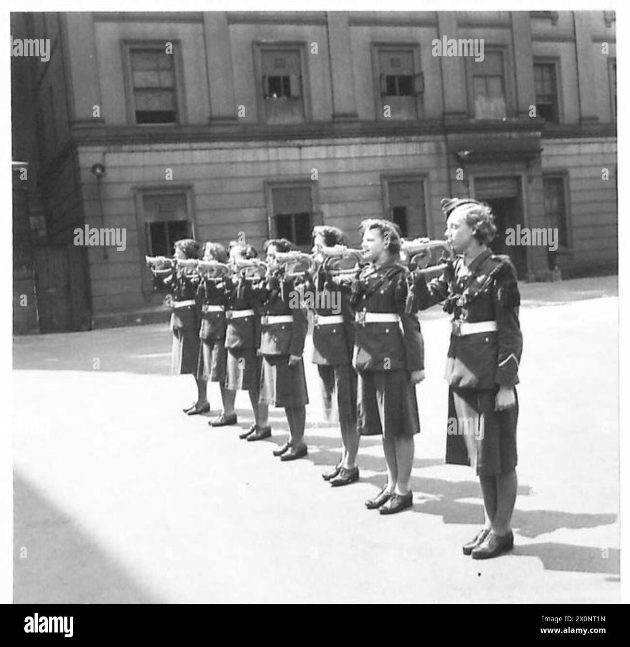 ATS BAND & DEMONSTRATION PLATOON - The buglers. Photographic negative ...