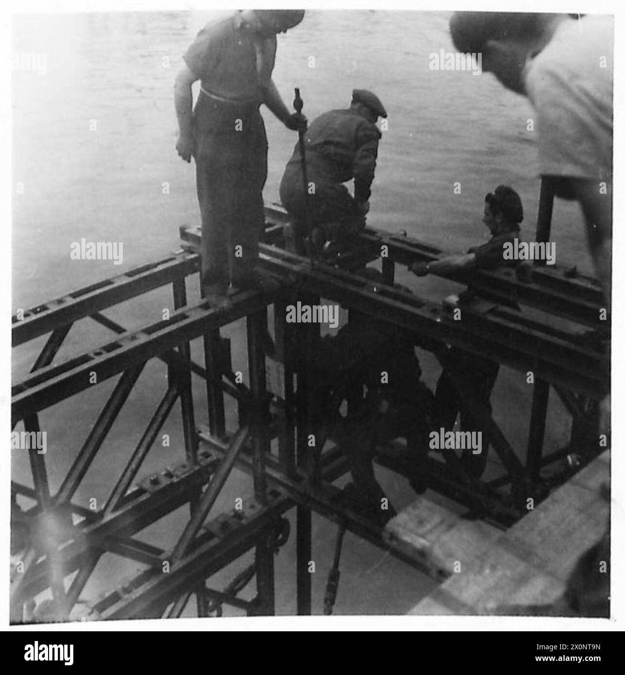 PERMANENT RHINE BRIDGES - R.Es at work on a section of the bridge ...