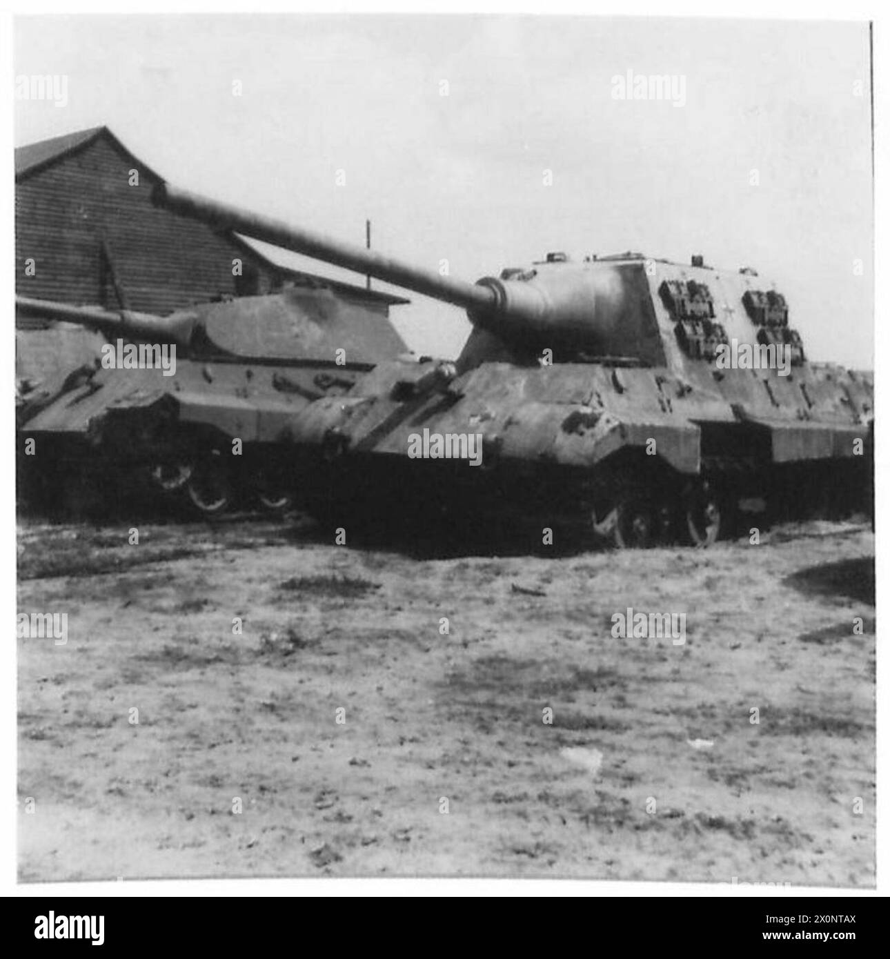 Experimental Panzer station near Paderborn shows a Jagdtiger and a ...