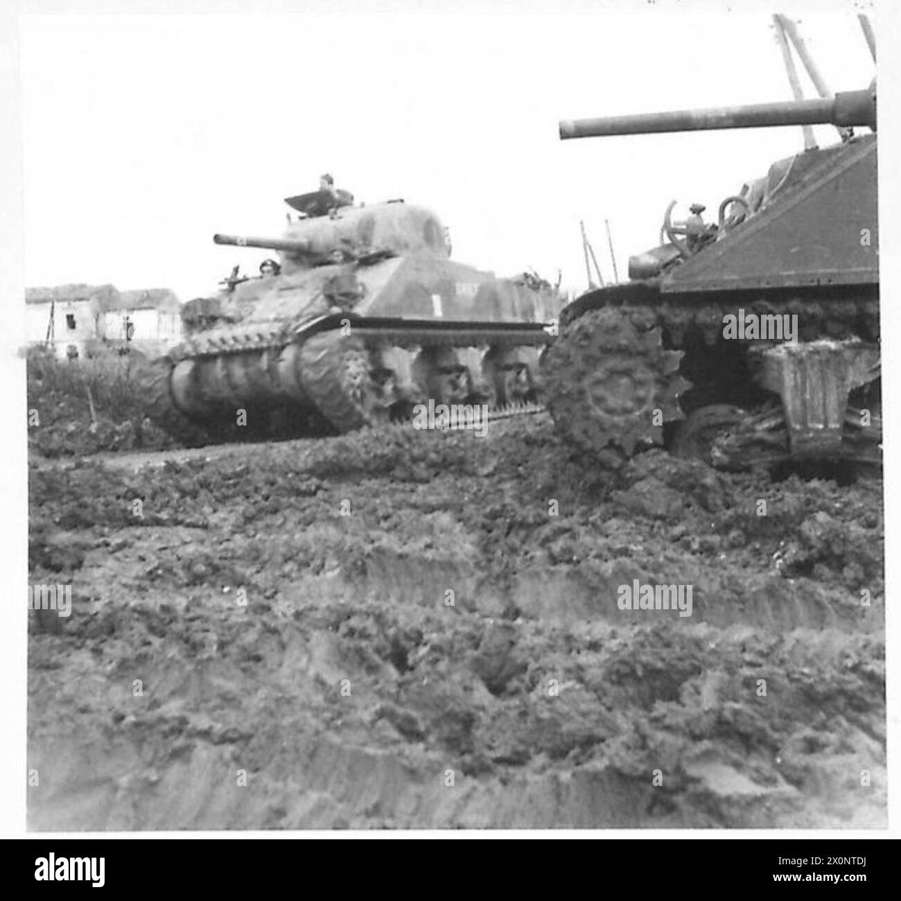 Sherman tanks of the British Eighth Army advance to their battle ...