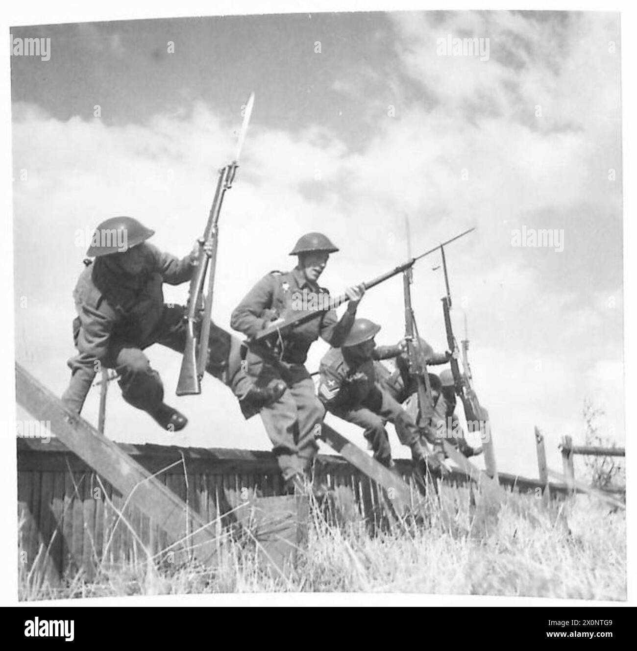 BAYONET PRACTICE - Members of a well known Regiment, "B" Company, 14th ...