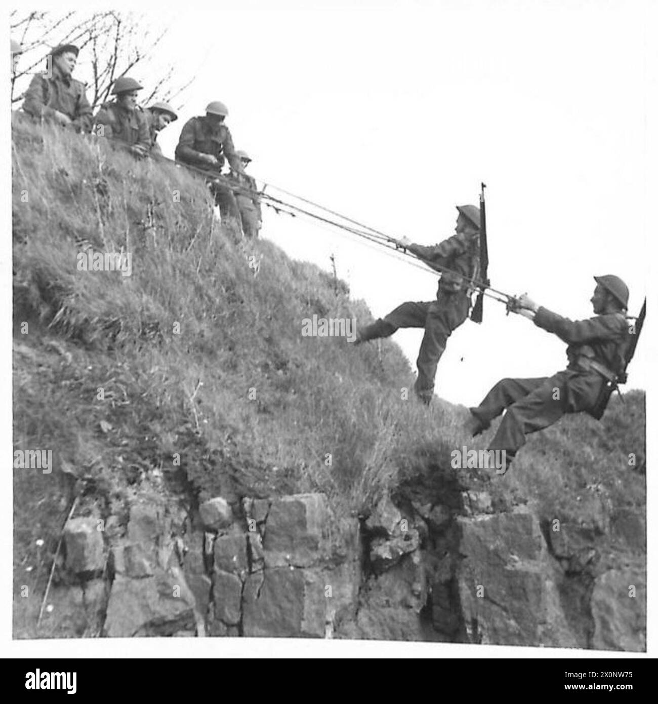 HOME GUARD QUARRY PLATOON IN ACTION! - Home Guards using toggle ropes ...