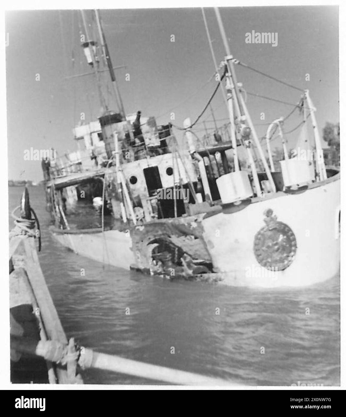 The Iranian Navy flagship Babr, sunk at Khorramshahr, is photographed ...