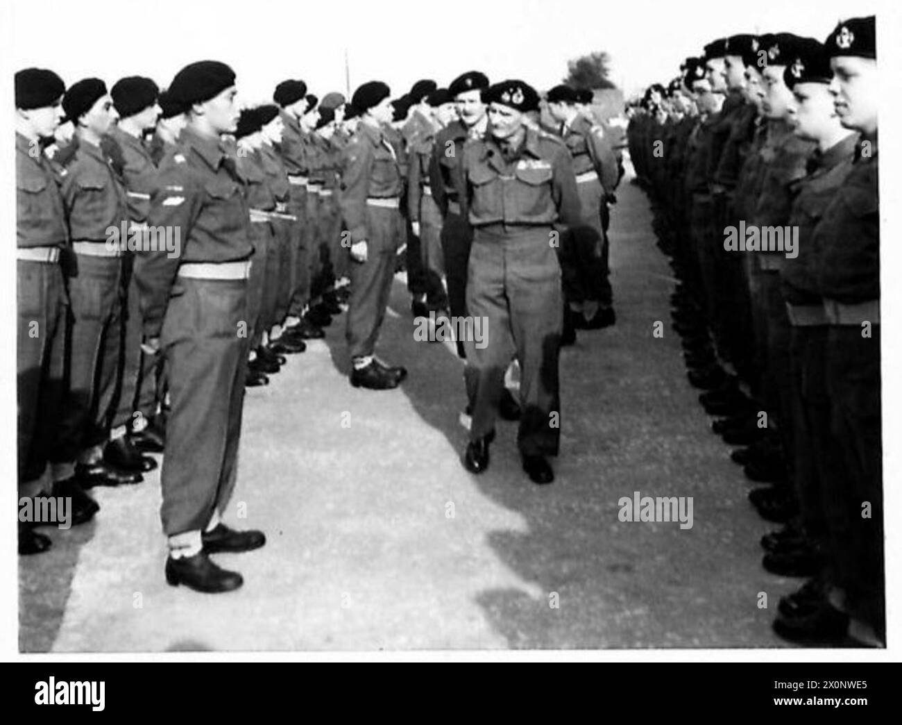 Photograph of General Montgomery inspecting troops at a Royal Armoured ...