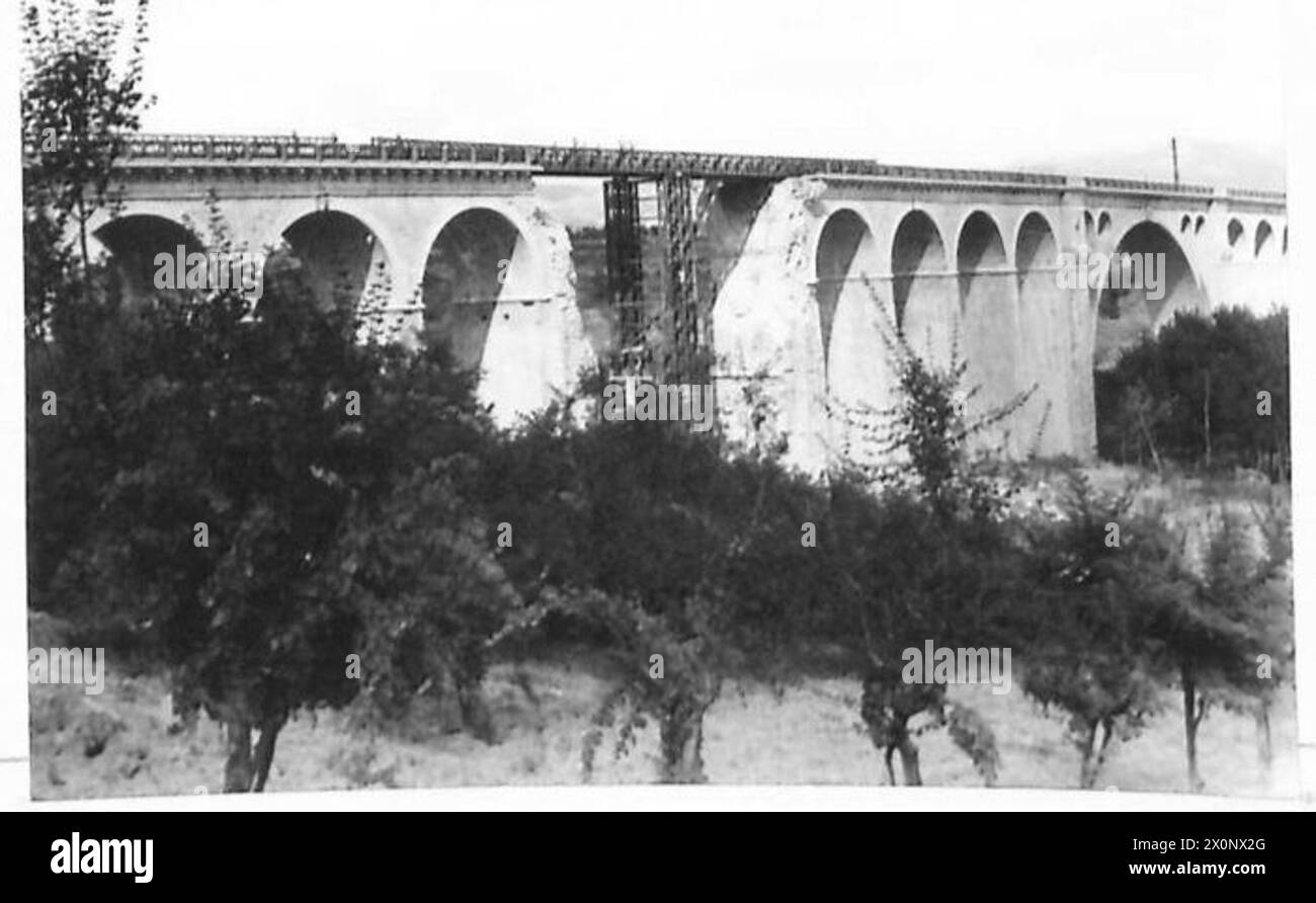 Eighth Army Bailey Bridge in place, showing the complete temporary ...