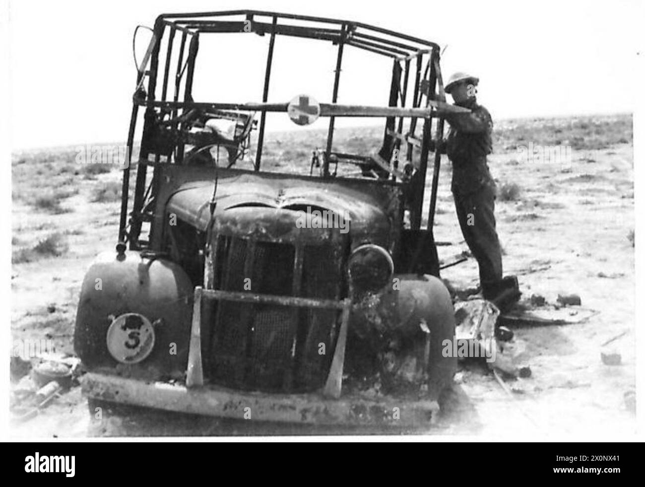 BRITISH AMBULANCE BURNED OUT - A British ambulance attacked by enemy ...