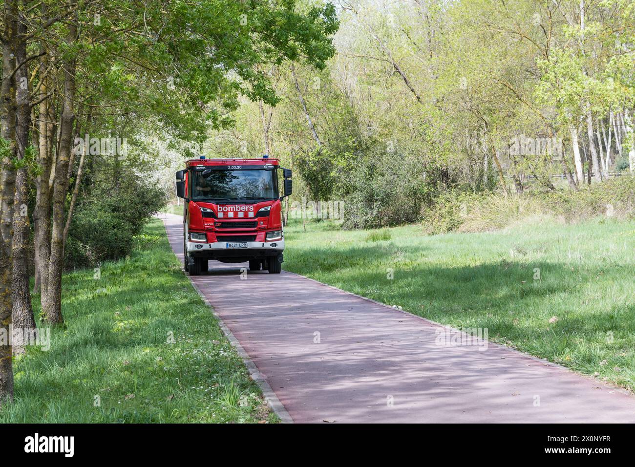 fire truck, front view, Catalonia fire department, Banyoles, Catalonia ...