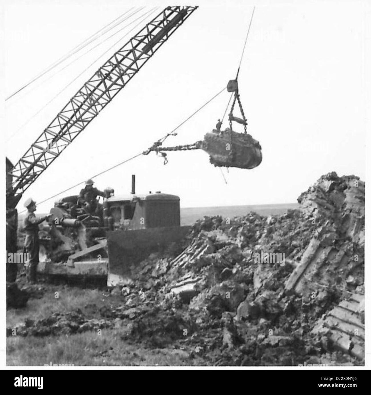 BRITISH ARMY USES AMERICAN "BULLDOZER" - The machine at work. It is ...