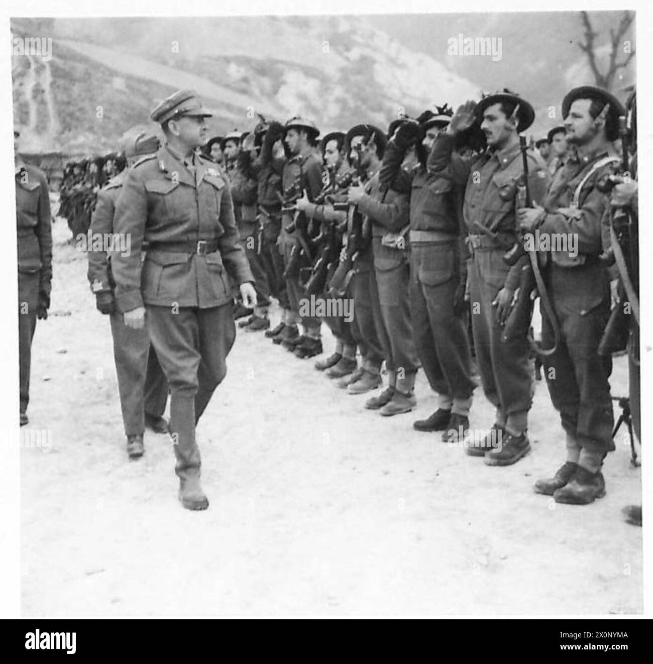 Field Marshal Alexander inspects men of the Goito Battalion, who ...