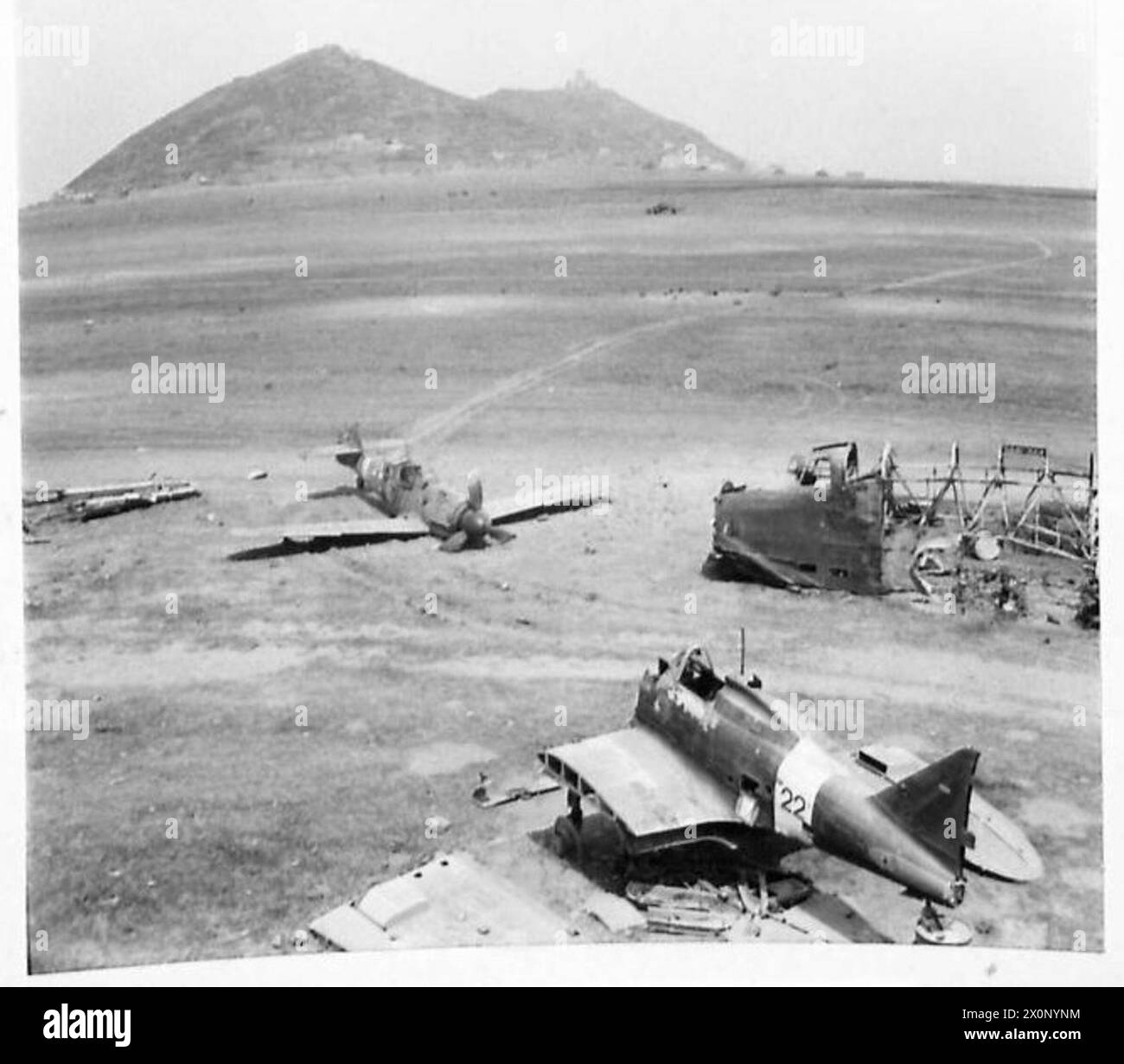 General Clutterbuck meets Admiral Pavesi - Some of the wrecked aircraft ...