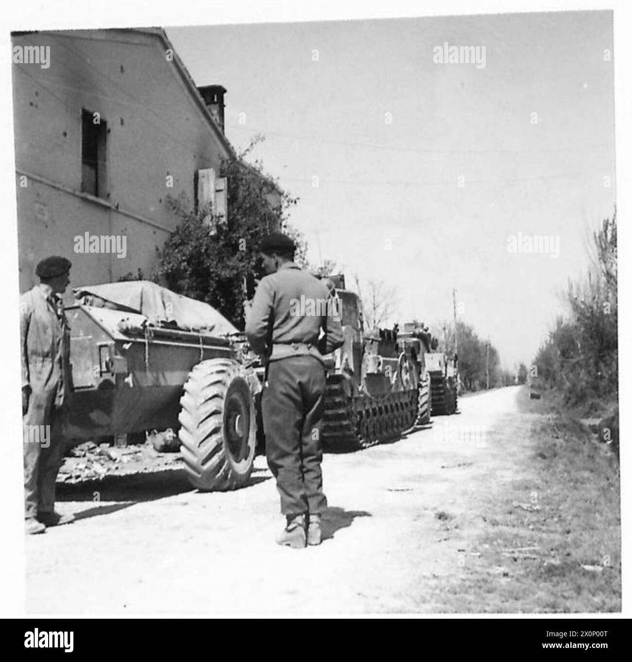 Two Churchill Crocodile flamethrowing tanks positioned beside Company ...