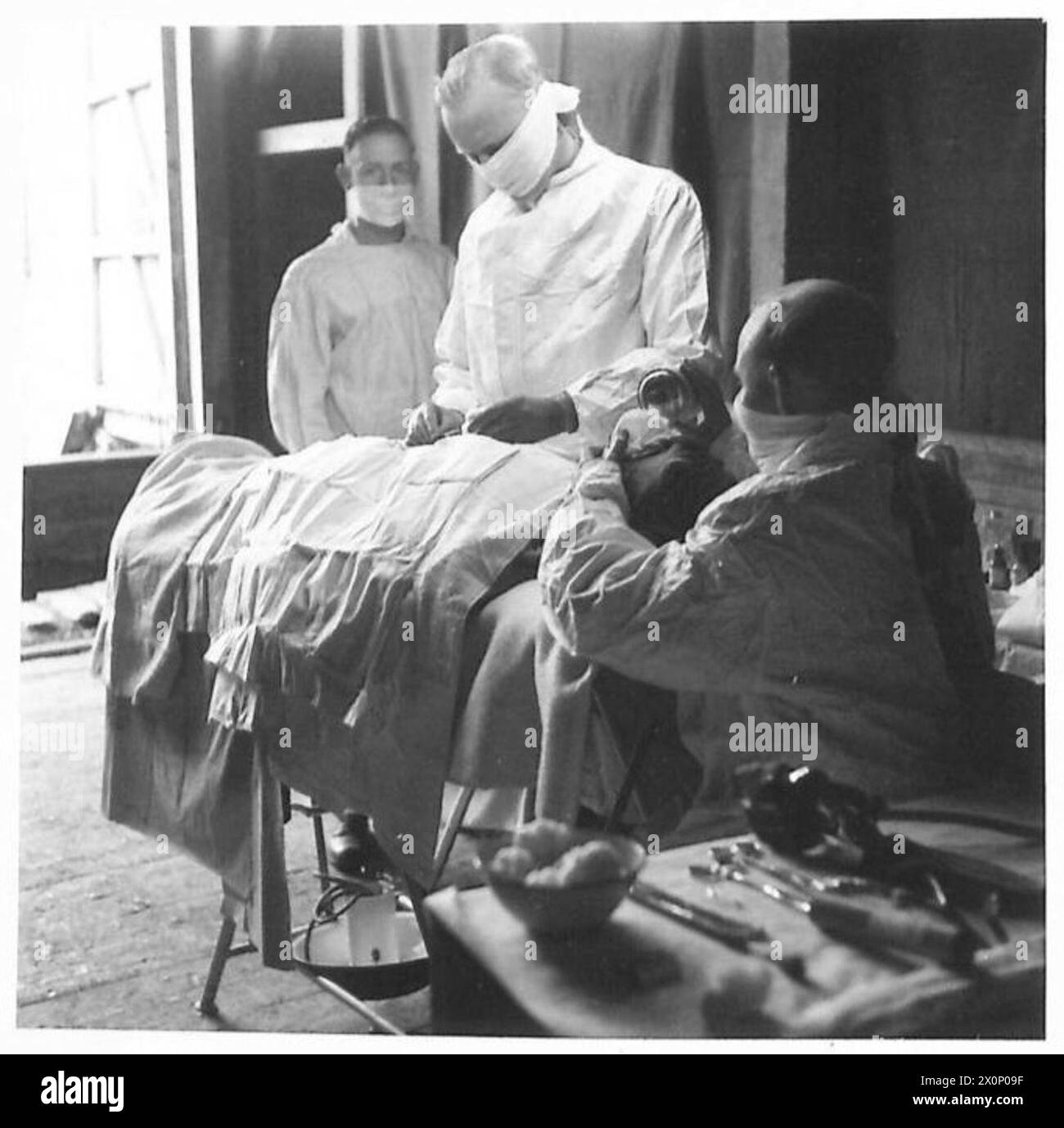 A field operating theatre is set up during a Royal Army Medical Corps ...