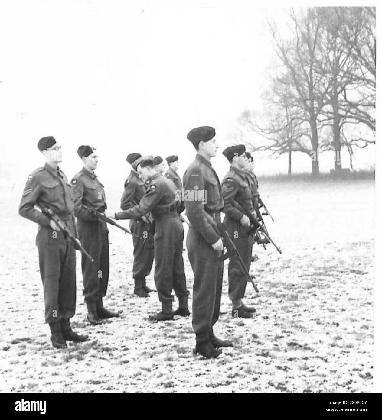 PAY CLERKS & SOLDIERS - Tommy gun inspection. Photographic negative ...