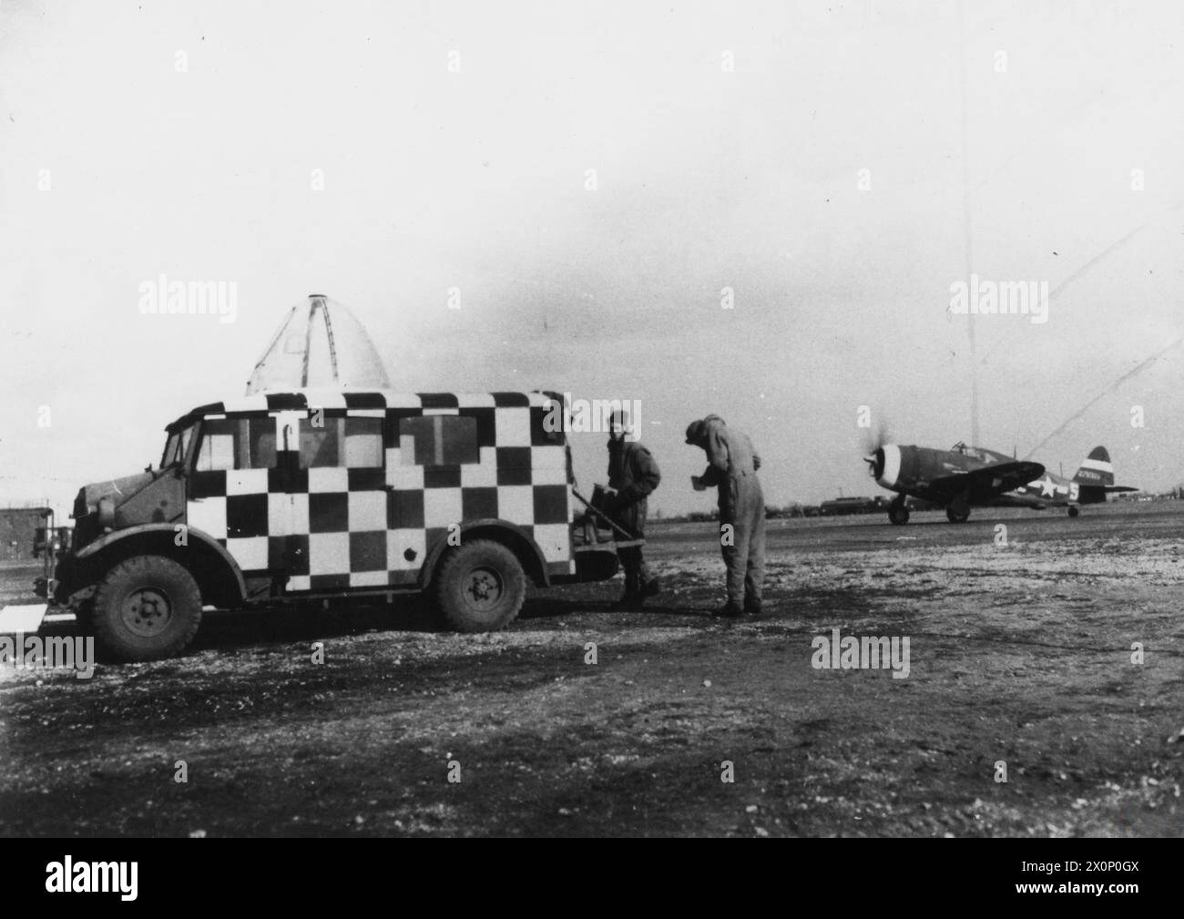 A Chevrolet truck fitted as a mobile air traffic control unit at ...