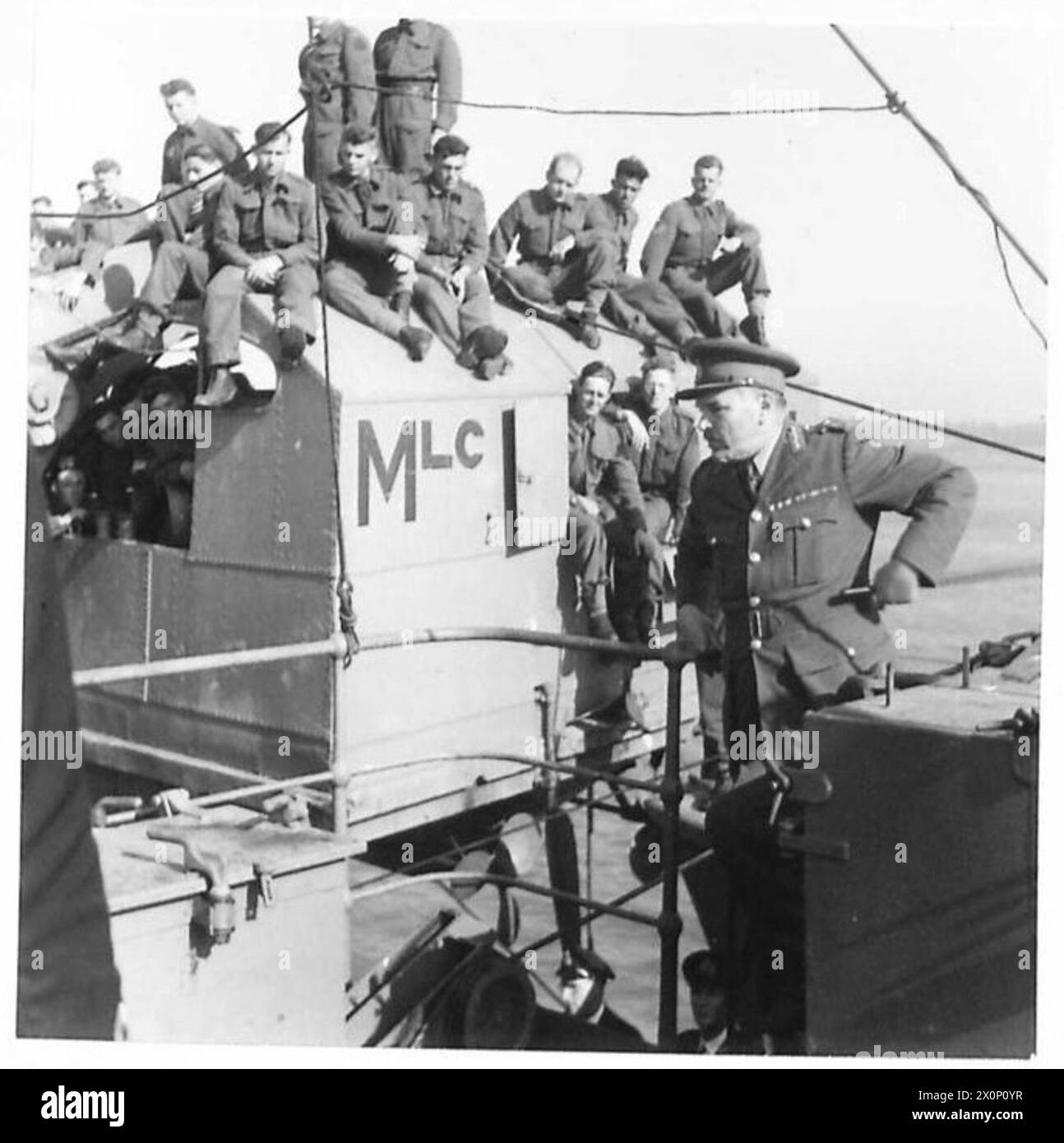 Troops aboard ship Black and White Stock Photos & Images - Alamy