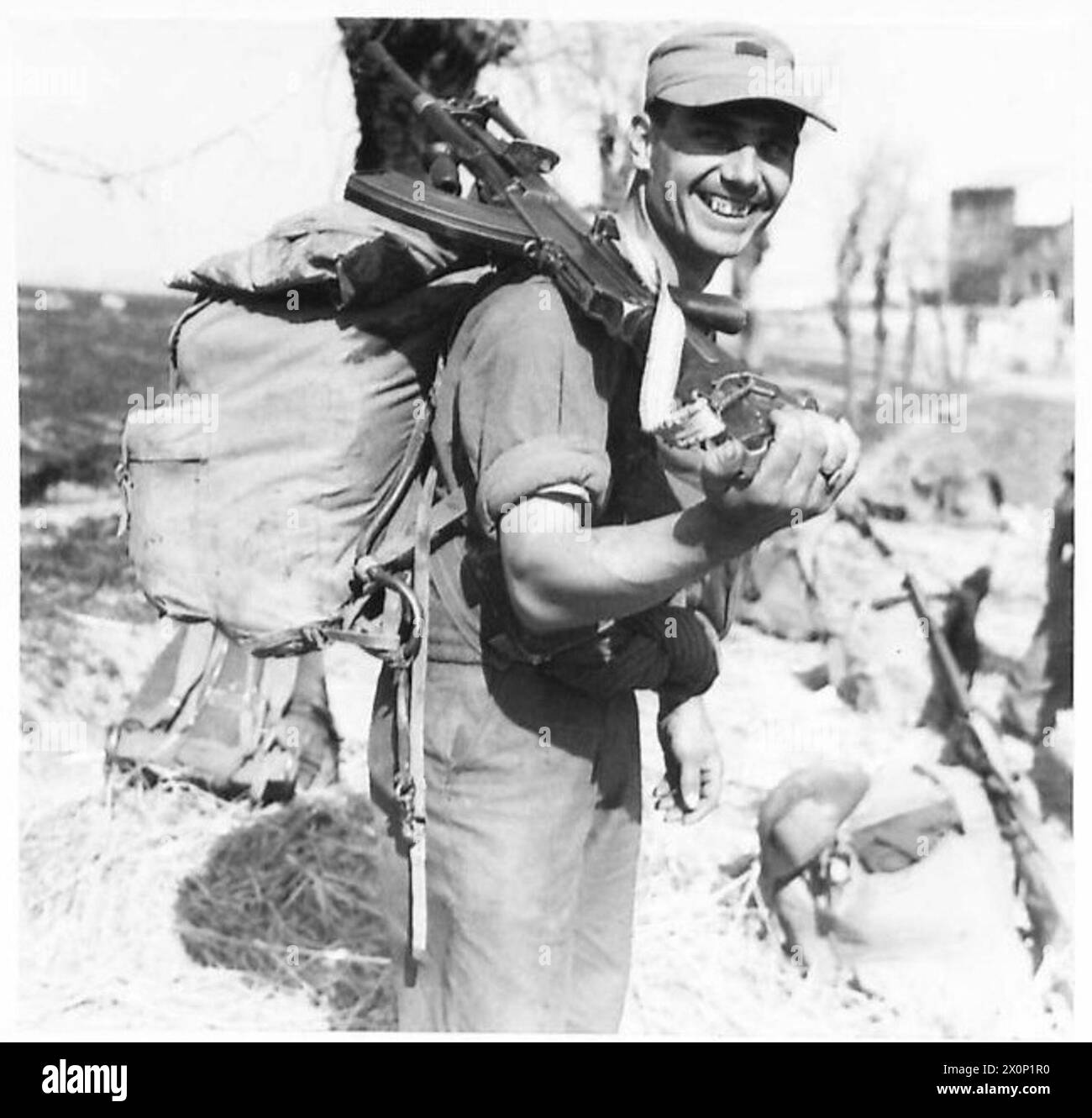 Photograph showing Private W. Davis of the British Eighth Army mountain ...