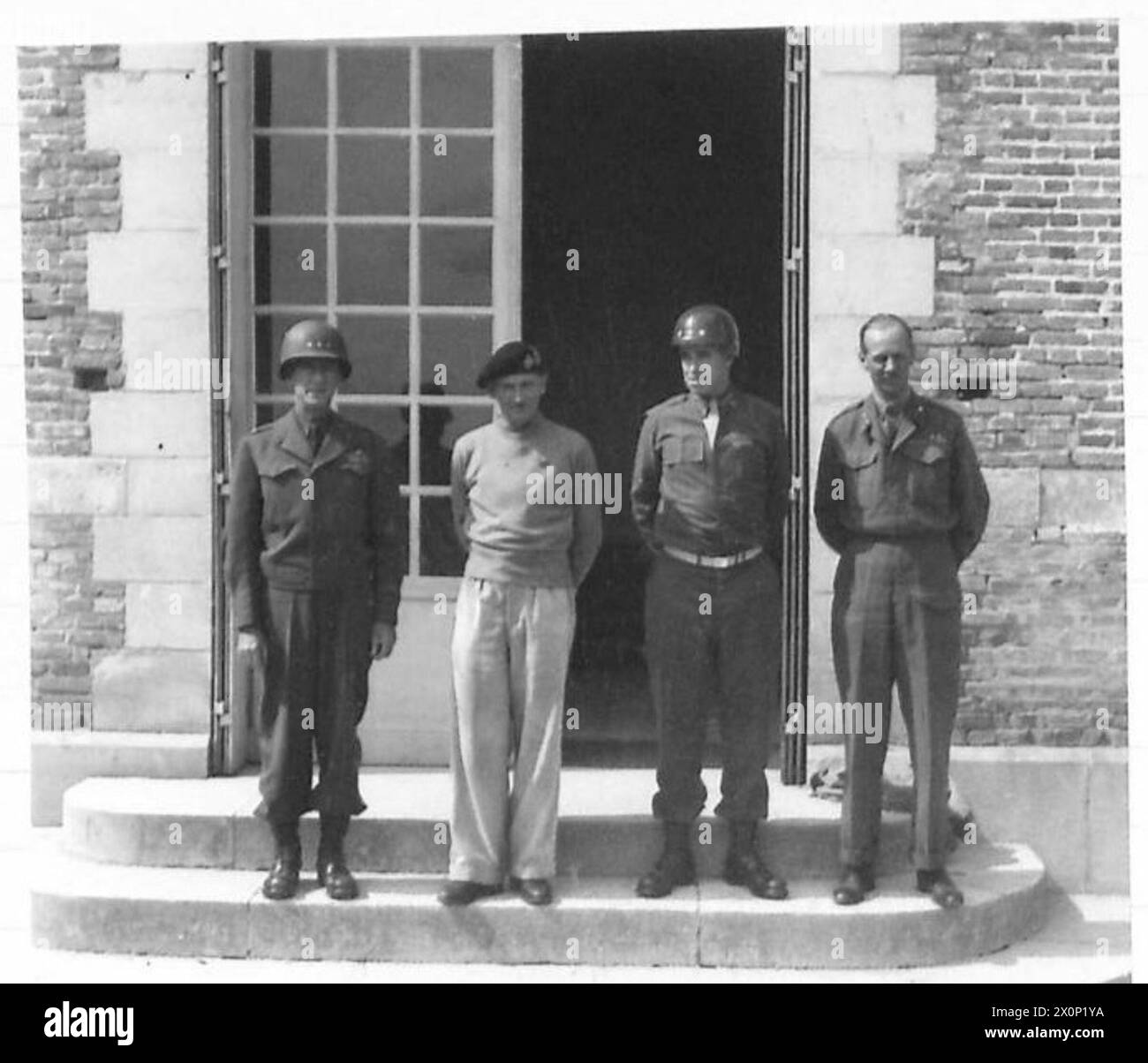 FIELD MARSHAL MONTGOMERY FOLLOWS HIS TROOPS NORTH - Left to right ...