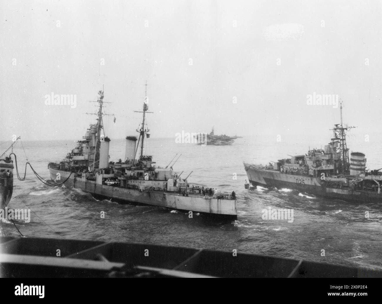 HMS Formidable and HMS Euryalus of the British Pacific Fleet were oiled ...