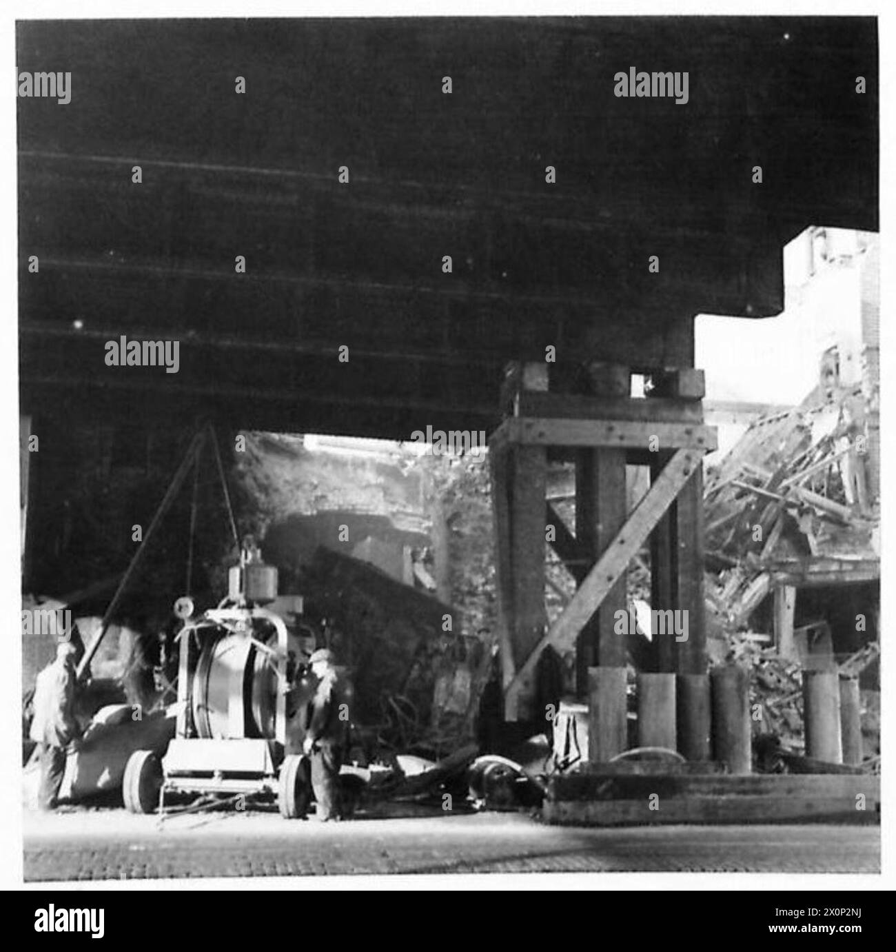 Bridges in London sustain damage from enemy bombs during wartime ...