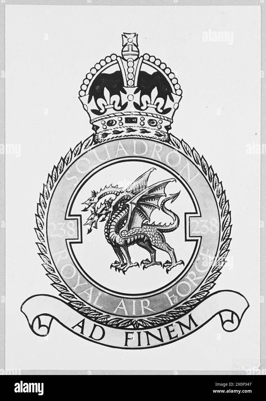 Photographic negative showing the crest and motto of No. 238 Squadron ...