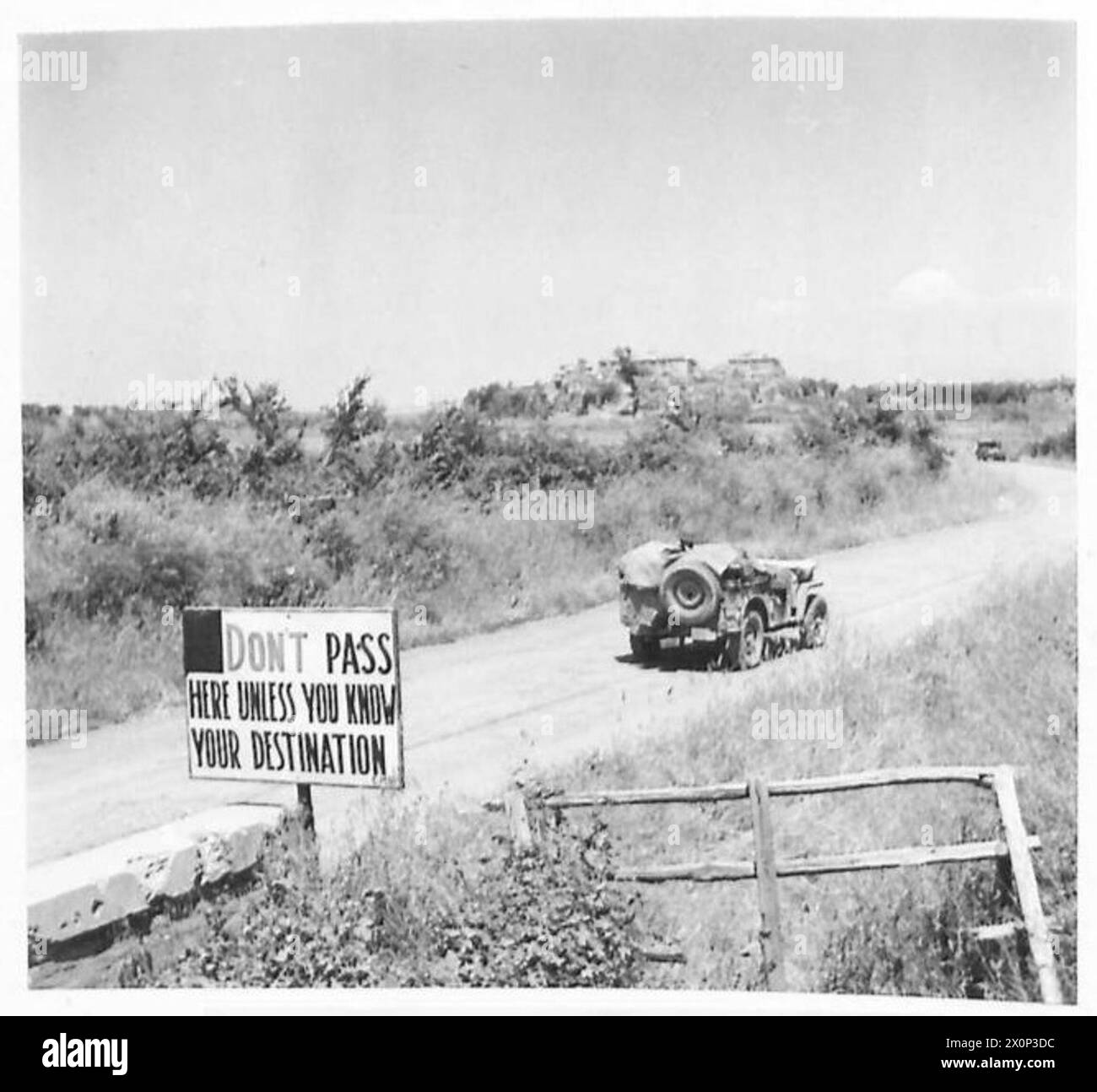 A warning notice is placed on a road outside Ardrea, marking British ...