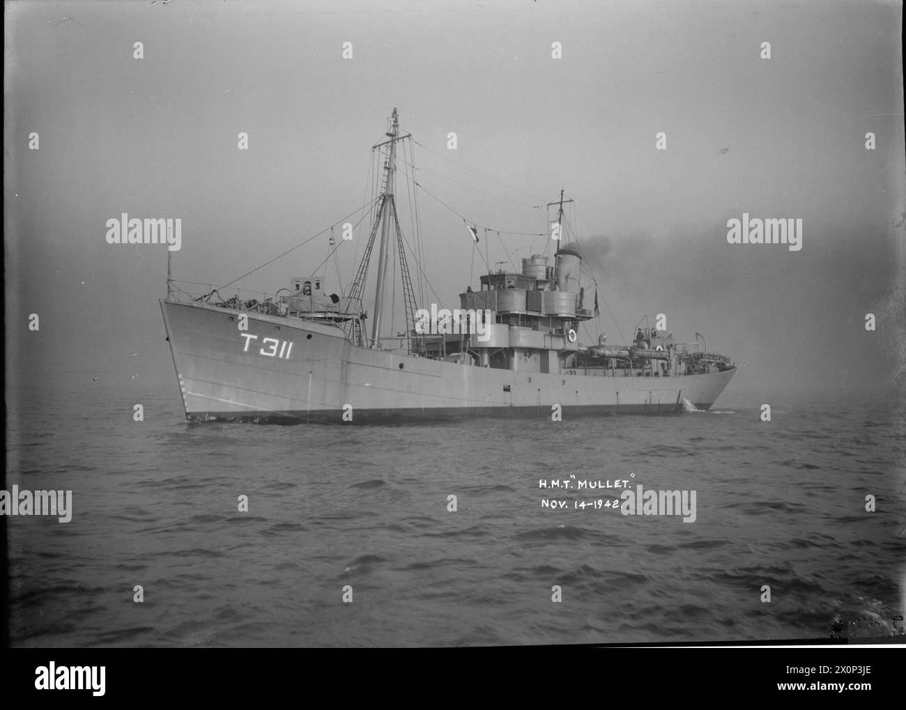 The Royal Navy vessel HMS Mullet is underway at sea, conducting ...