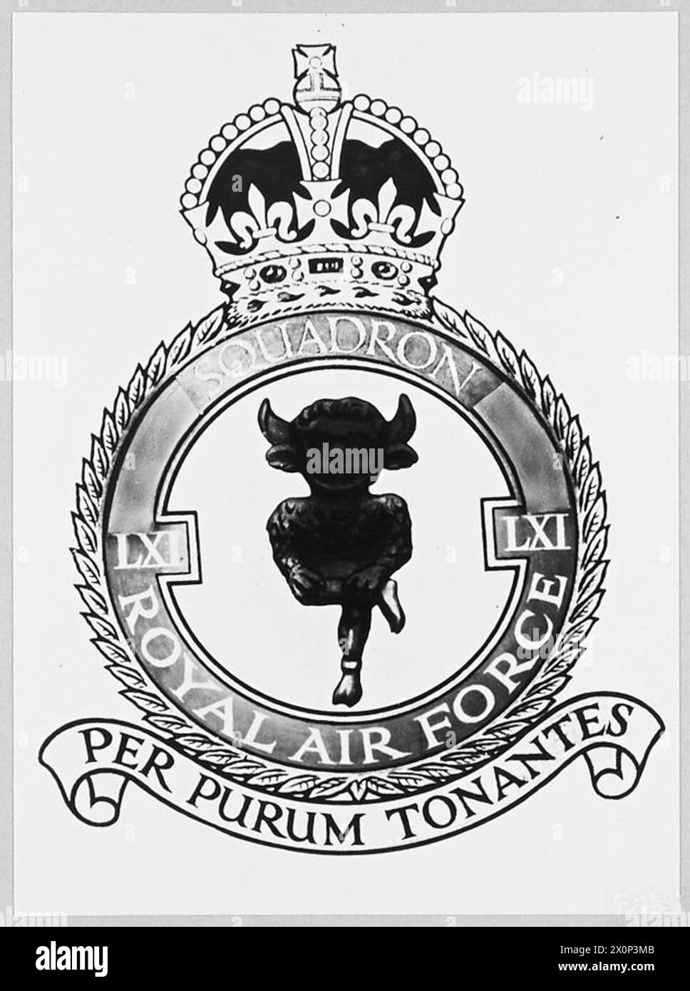 Crests and mottoes of RAF squadrons, including No.61 Squadron with the ...