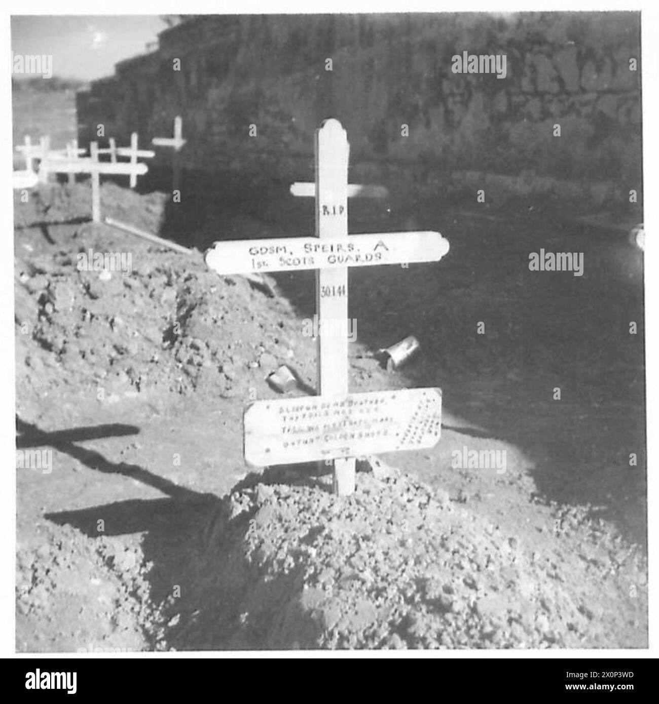 A Scots Guardsman's grave, killed after the Anzio invasion, is marked ...
