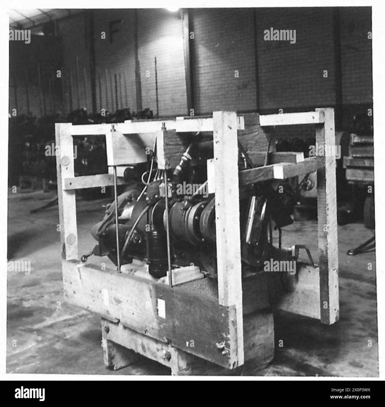 CENTRAL ORDNANCE DEPOT, DERBY - Engine fitted ready for packing ...