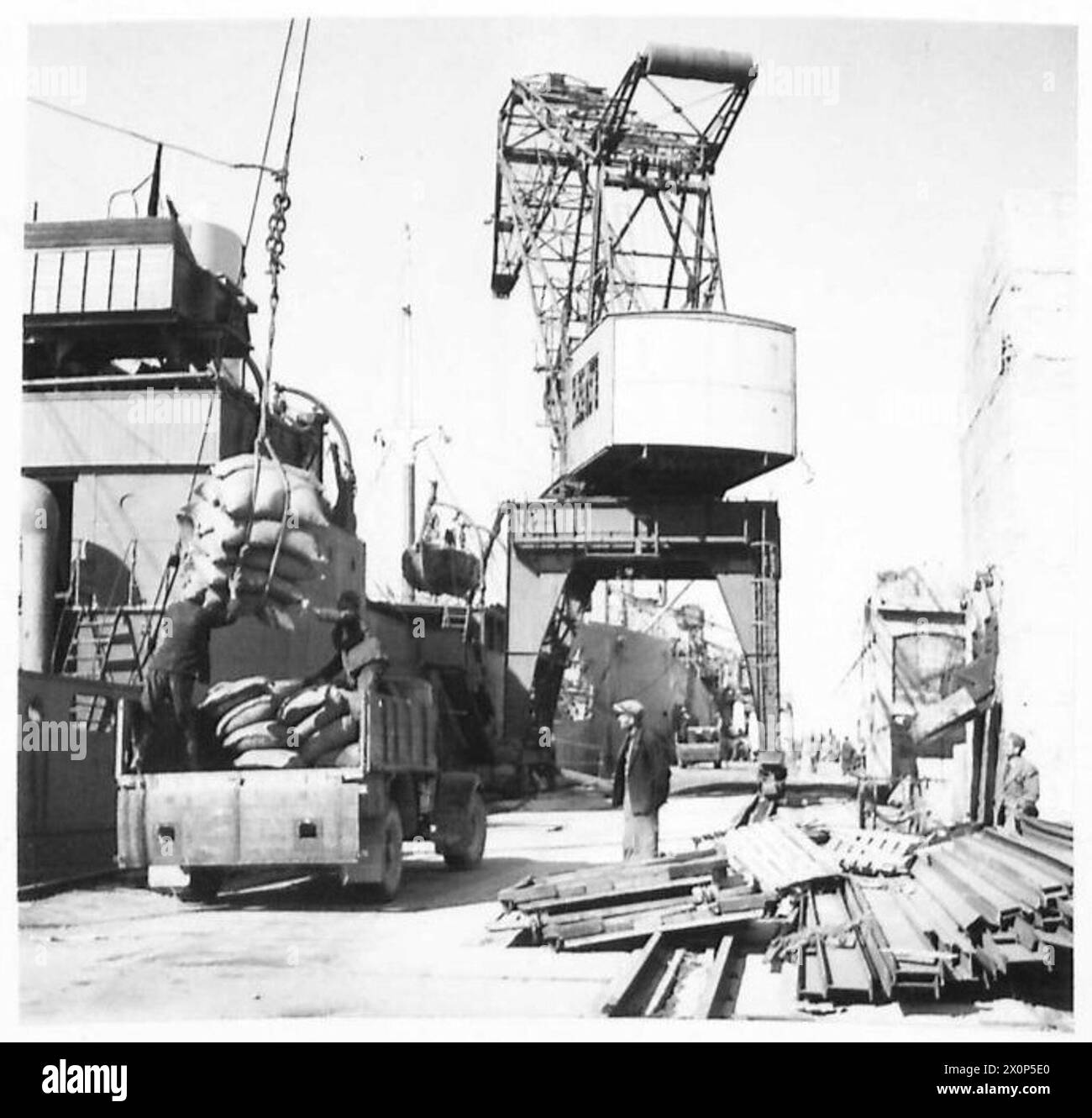 Photograph of relief operations at Sucurac quay in Yugoslavia, showing ...