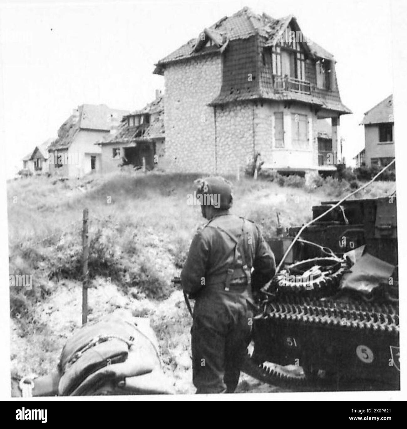 A British soldier of the 3rd Division is positioned with a Universal ...