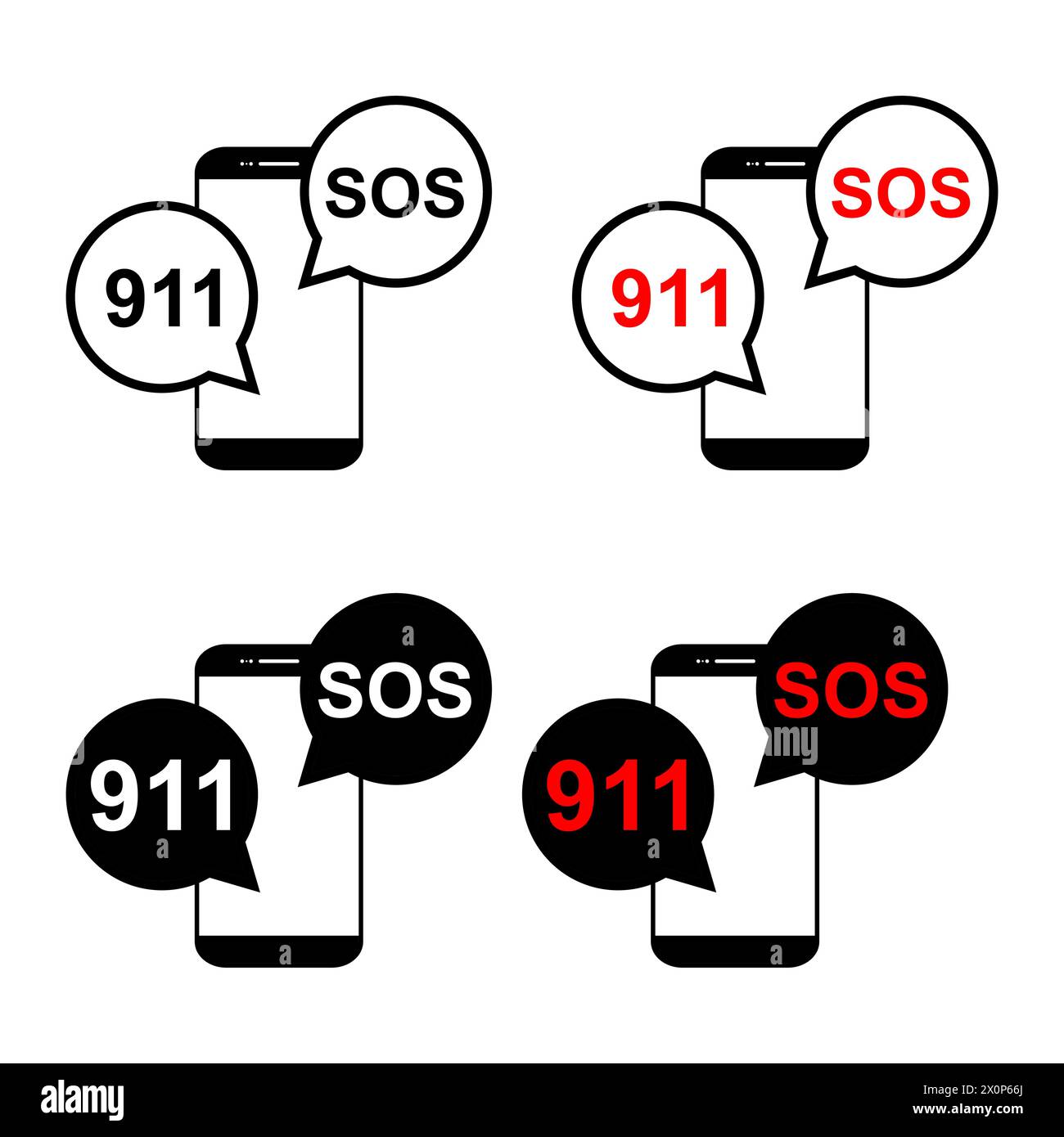 Set of SOS help icon, safety support alert design, save vector ...
