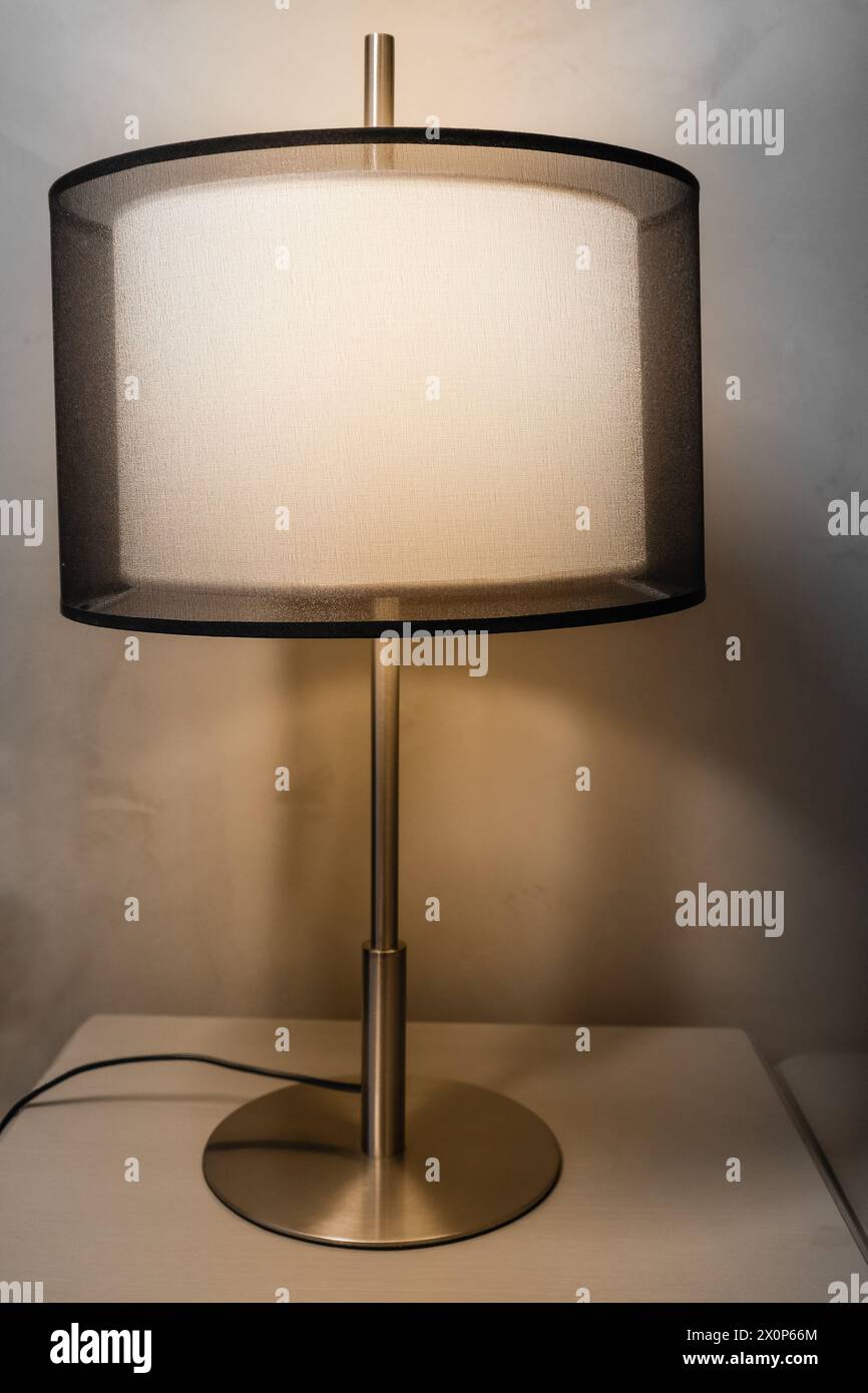 Night light lamp on the bedside table in the bedroom, interior lighting ...
