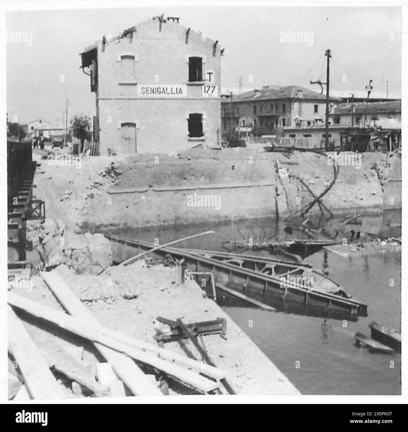 A demolished bridge over the river Misa in Senigallia, Italy, 5 August ...