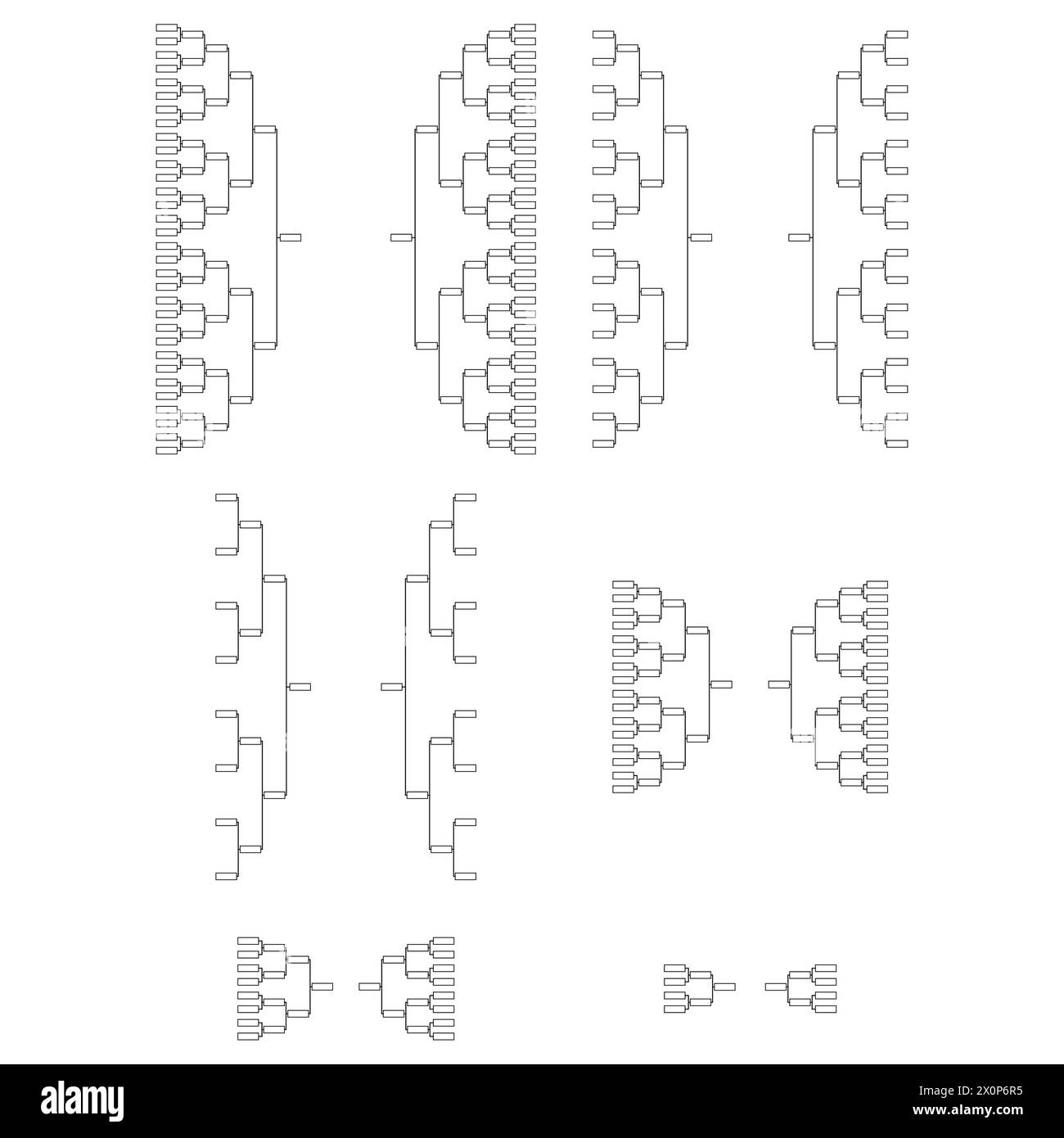 Set of Bracket sport tournament, blank elimination event sign, playoff ...