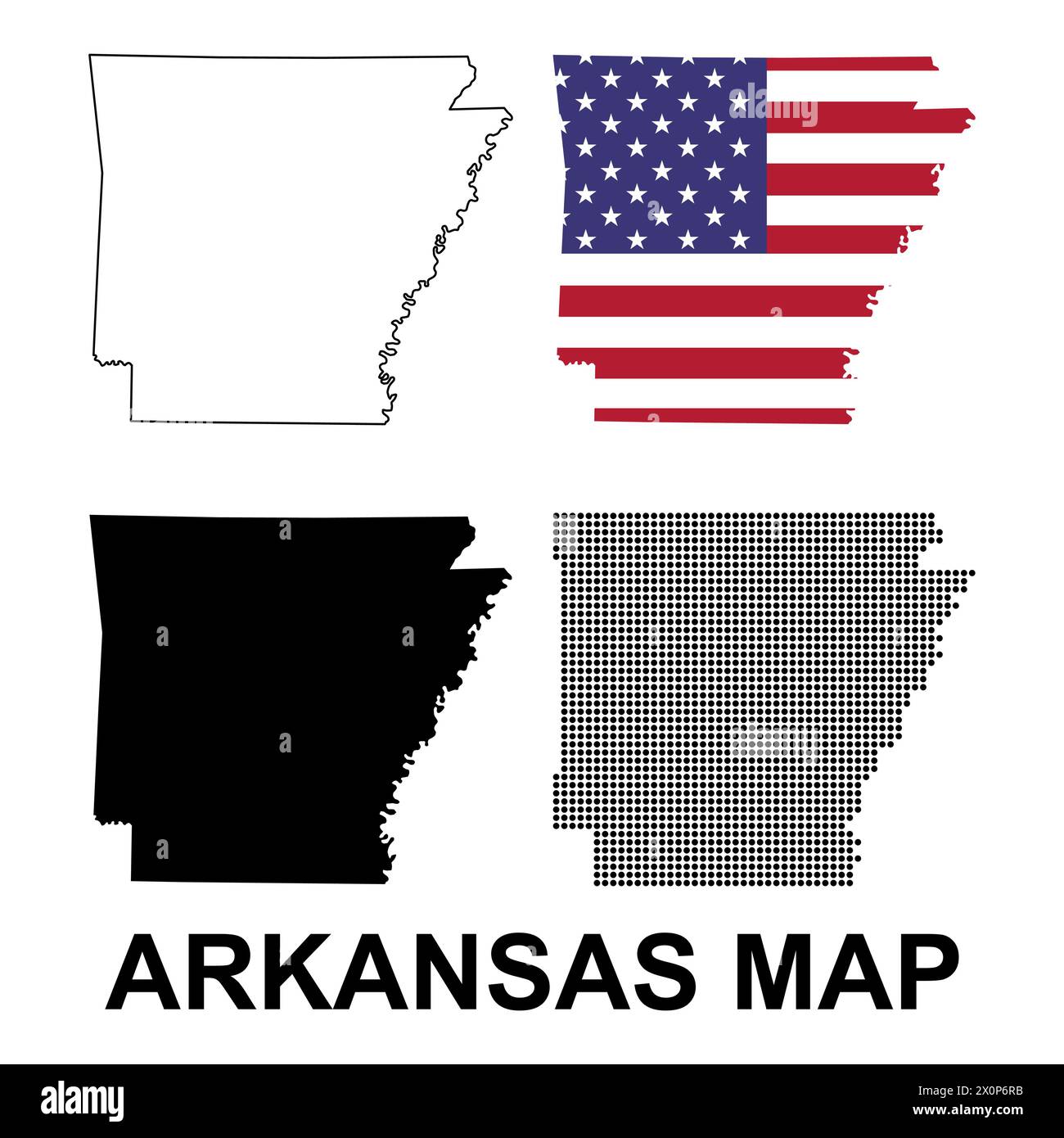 Set of Arkansas map, united states of america. Flat concept icon symbol ...