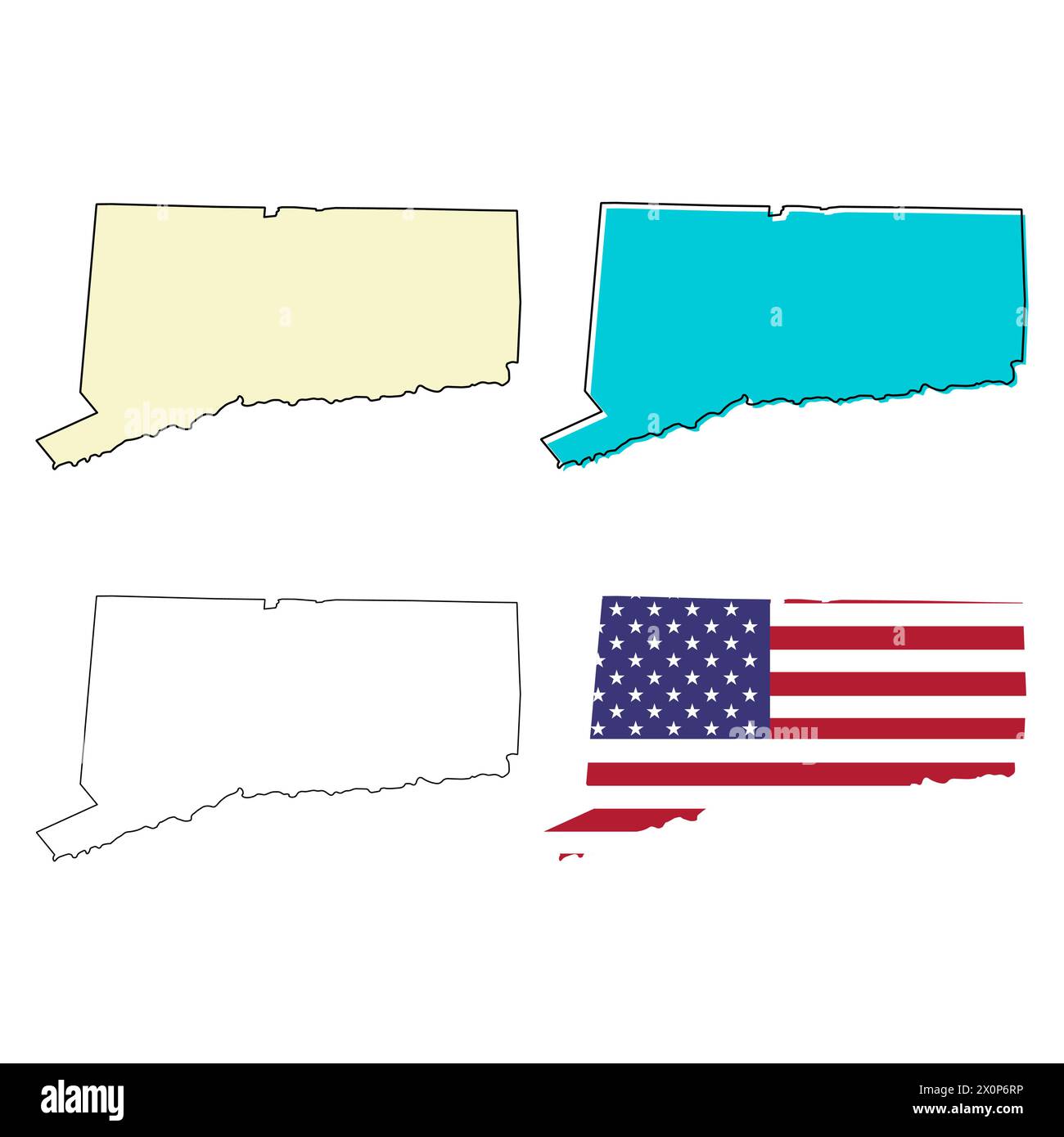 Set of Connecticut map, united states of america. Flat concept icon ...