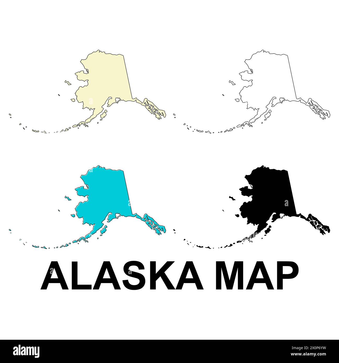 Set of Alaska map, united states of america. Flat concept icon vector ...
