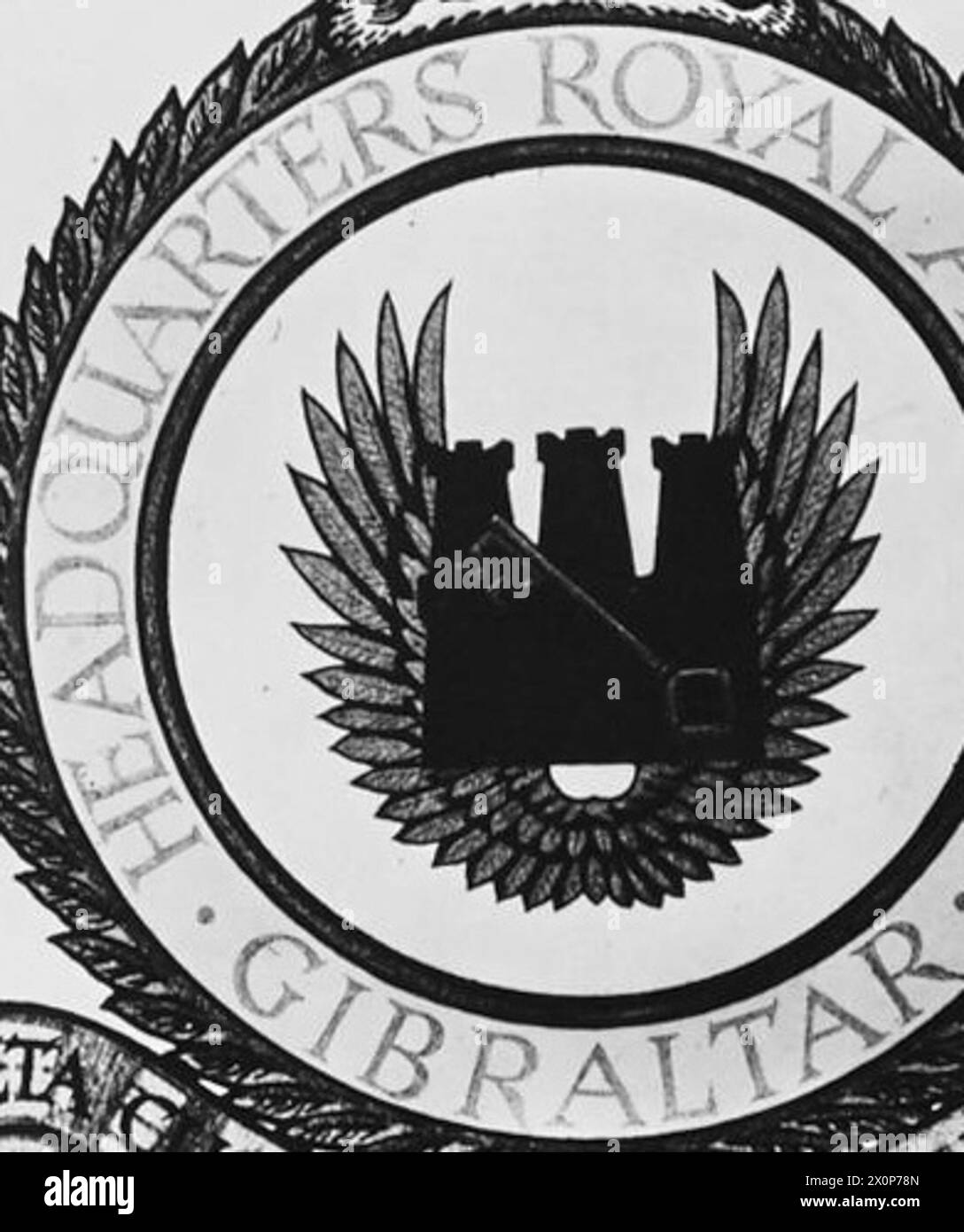 CREST OF HEADQUARTERS R.A.F. GIBRALTAR - Motto "FRETA CUSTODIMUS ...