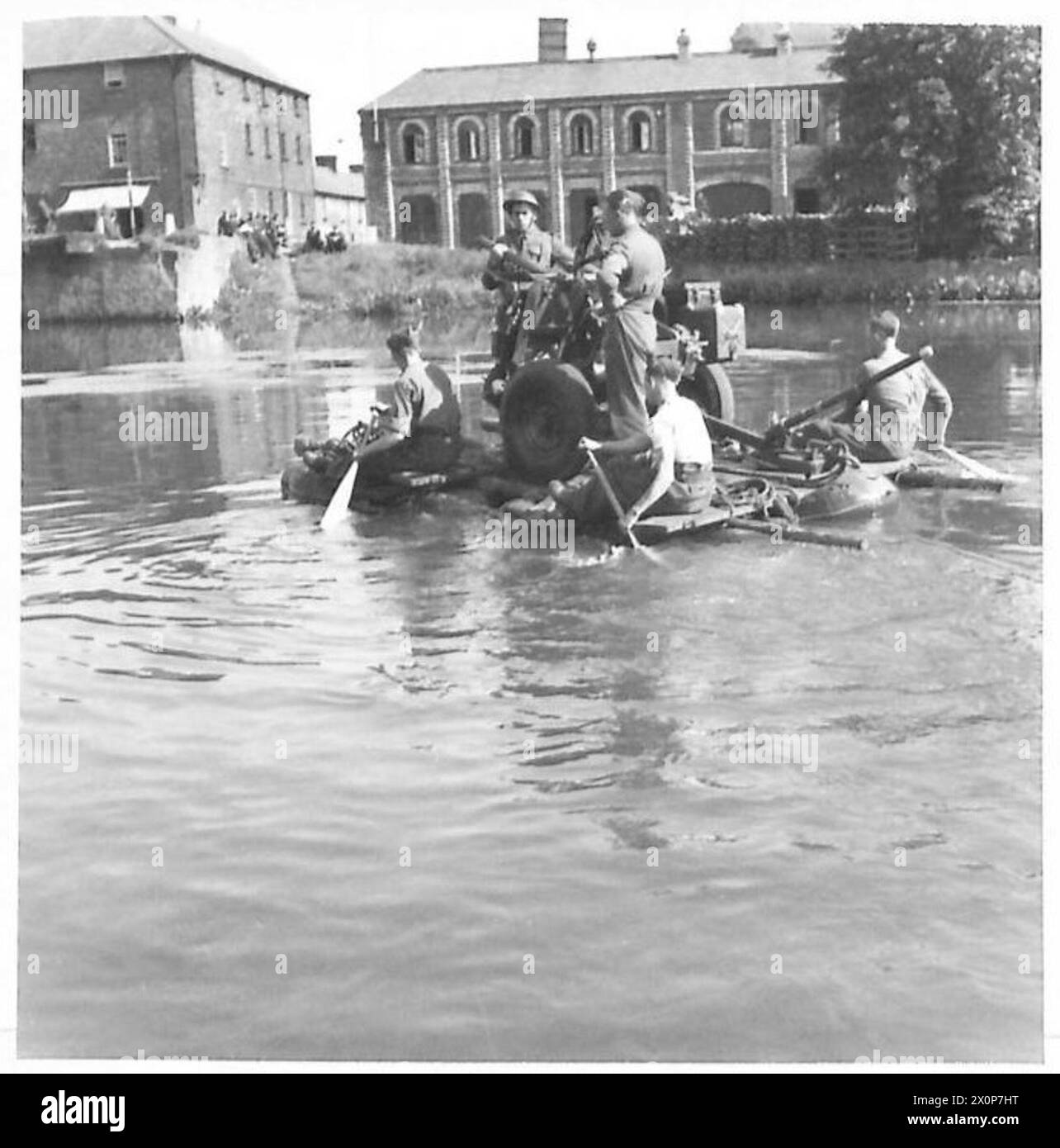 IMPROVISED RAFTS FOR GUNS - Crossing the water. Photographic negative ...