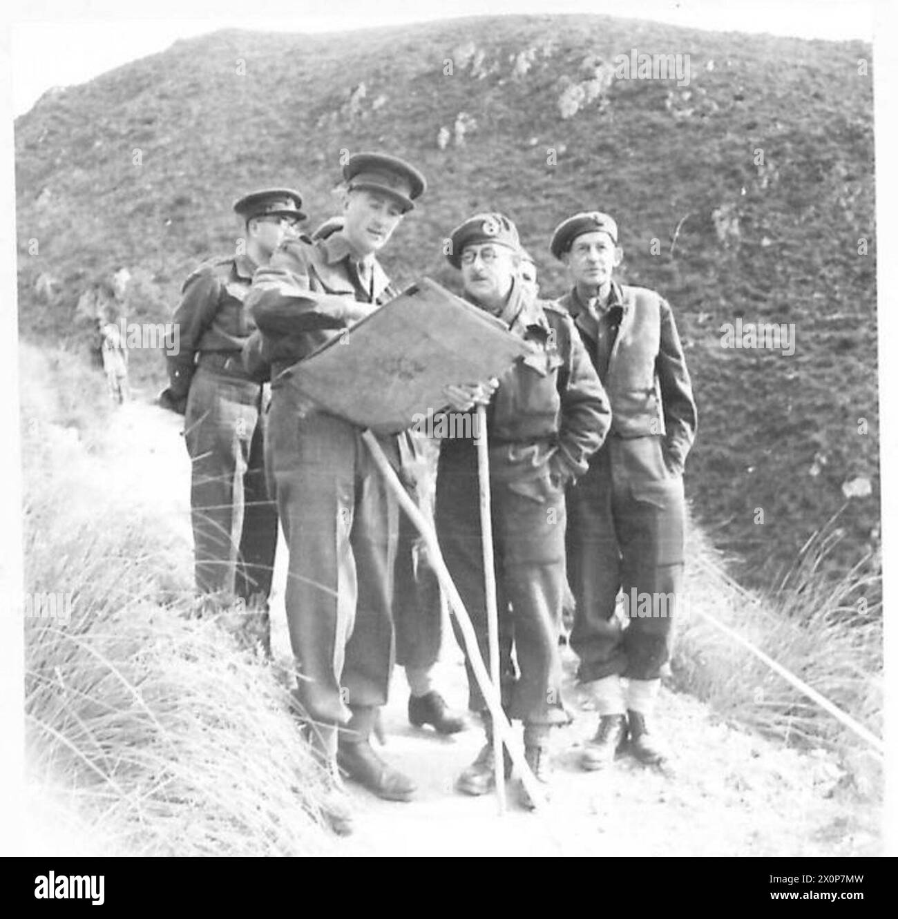 Lieut. Colonel J.J. O'Connell shows Major General Cowell key positions ...