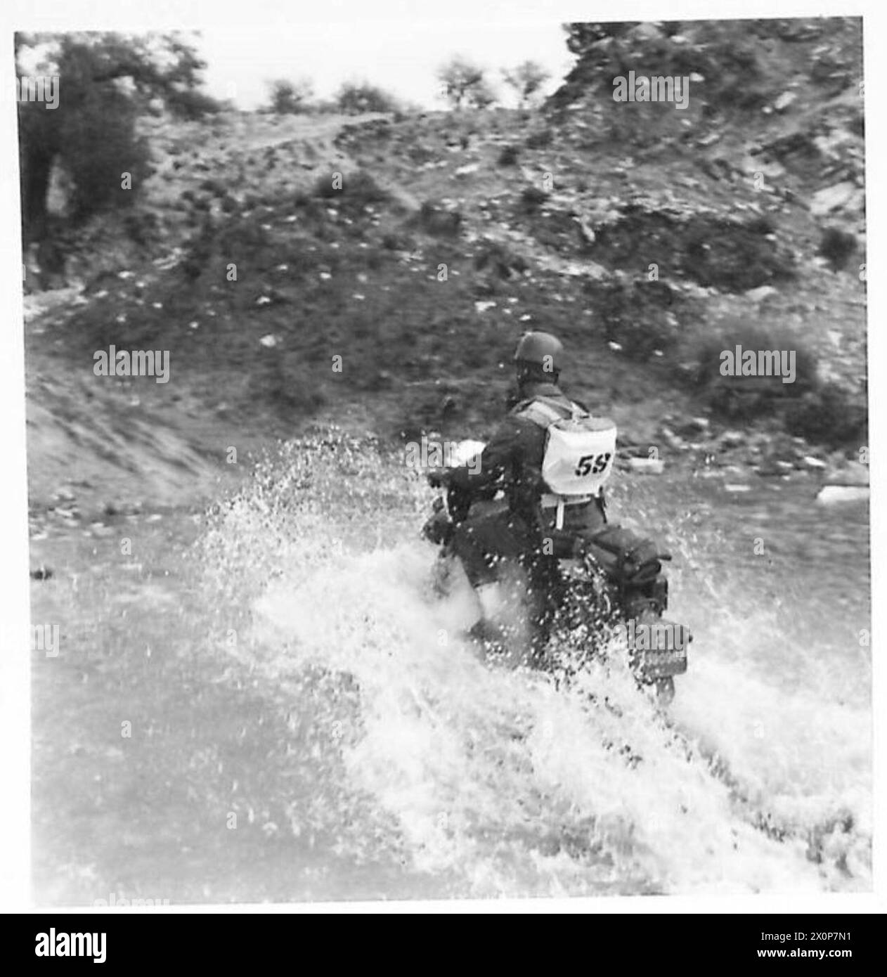 MOTORCYCLE TRIAL FOR DISPATCH RIDERS IN CYPRUS - A water splash was one ...