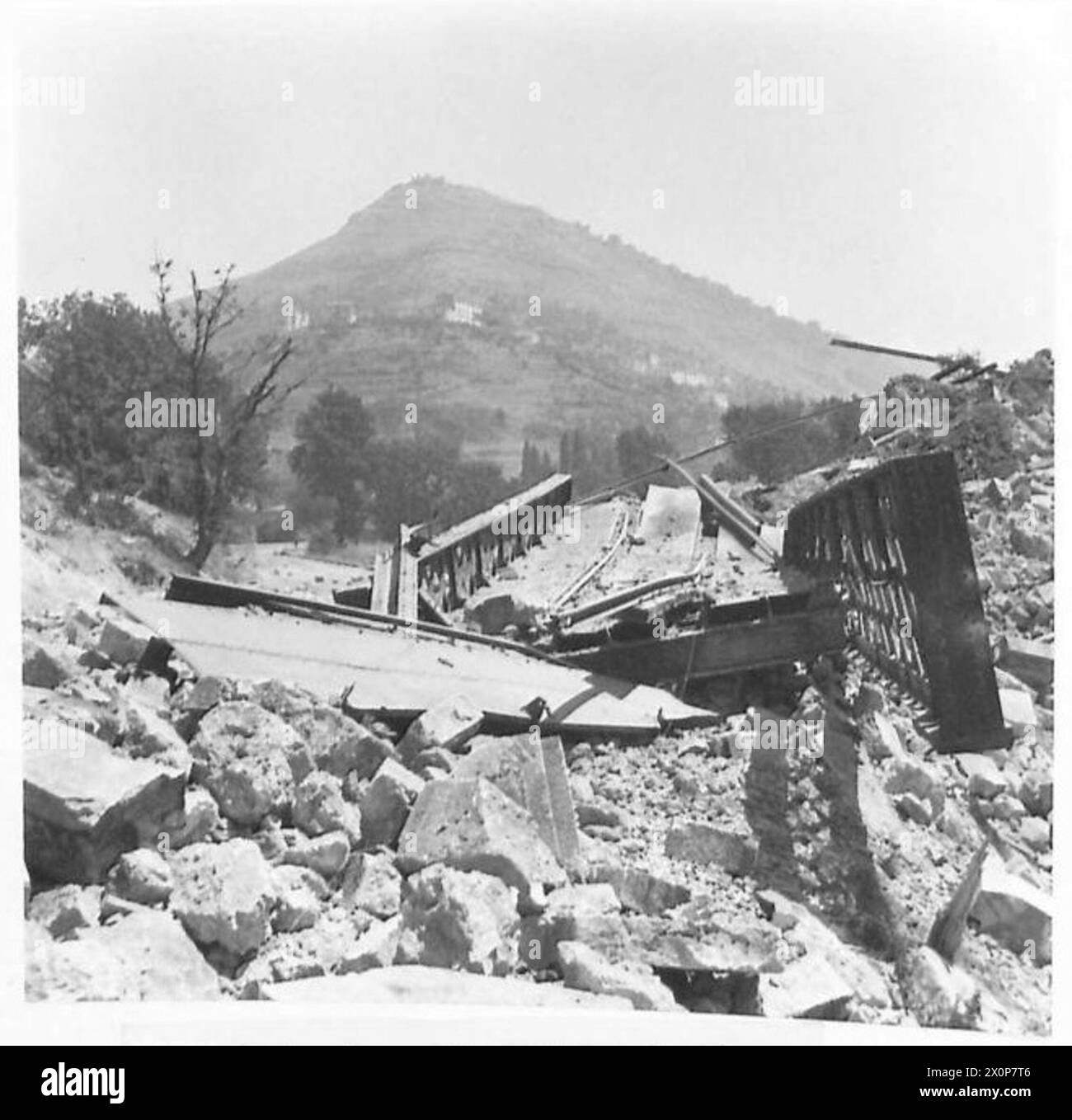 EIGHTH ARMY : VARIOUS - The blown railway bridge beyond Arce, destroyed ...