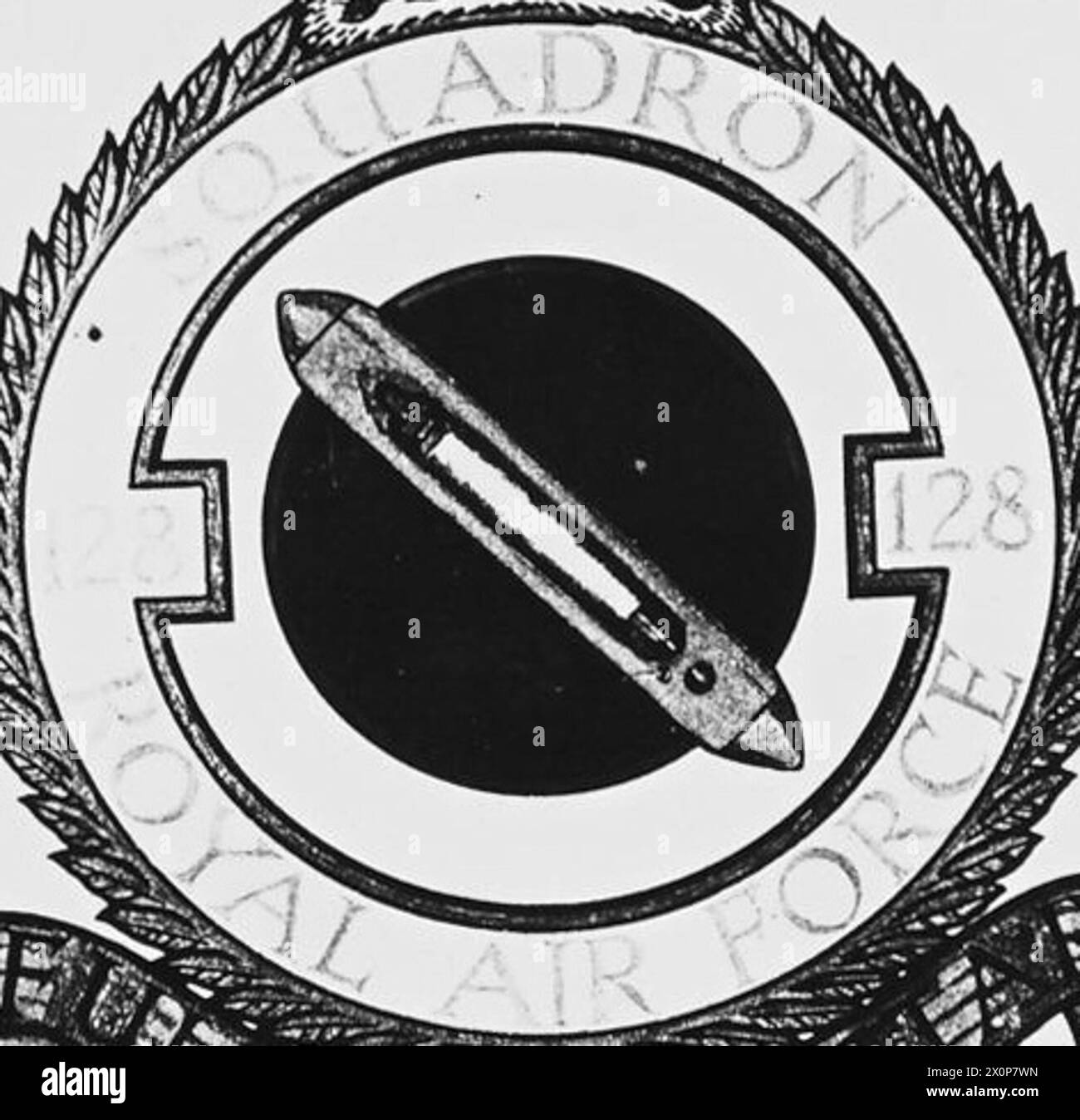 No. 128 Squadron RAF displays its badge with the motto 'Fulminis Instar ...