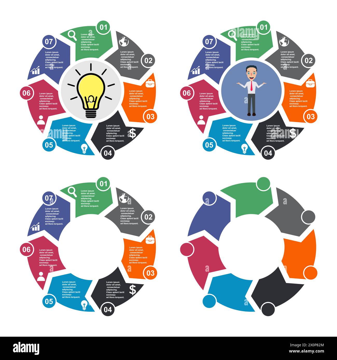 Set of Information round diagram 8 steps, infographic graphic pie ...