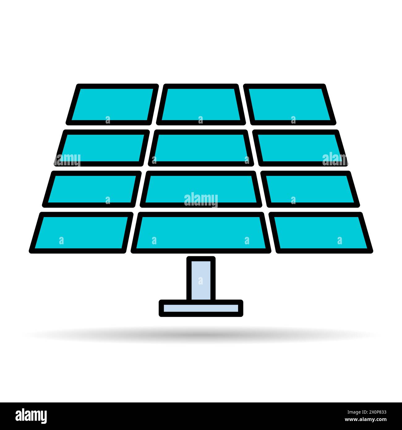 Solar panel shadow icon, green power technology, ecology alternative ...