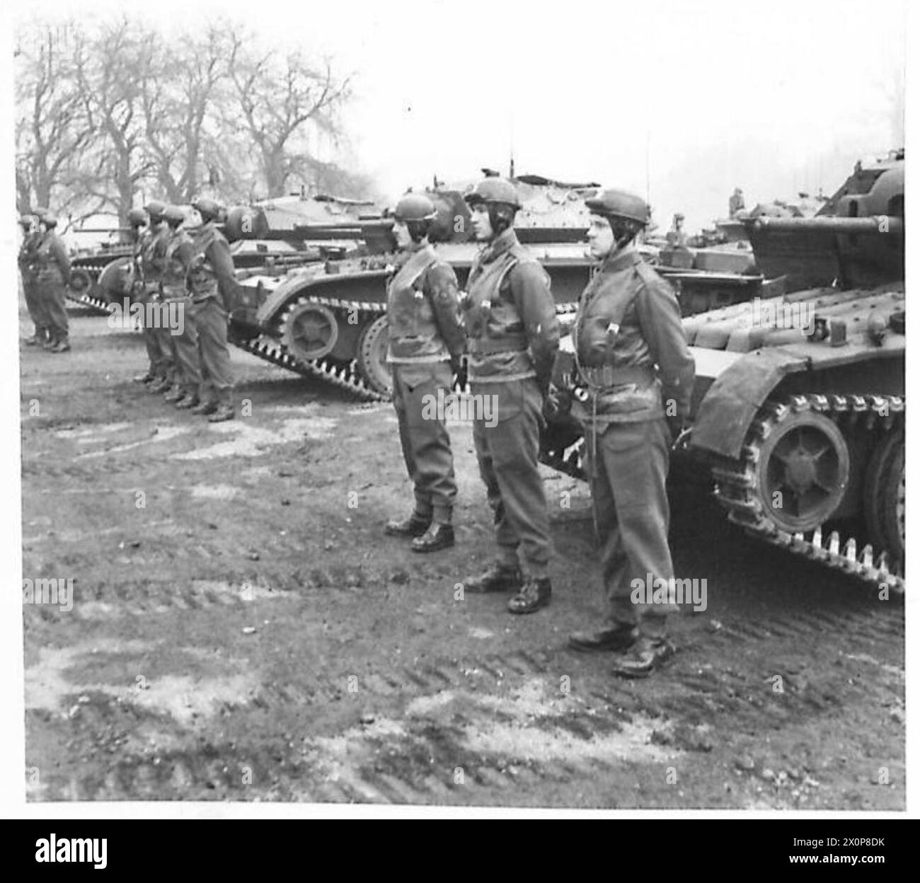 The Guards Armoured Division parades with Mk V Covenanter tanks manned ...